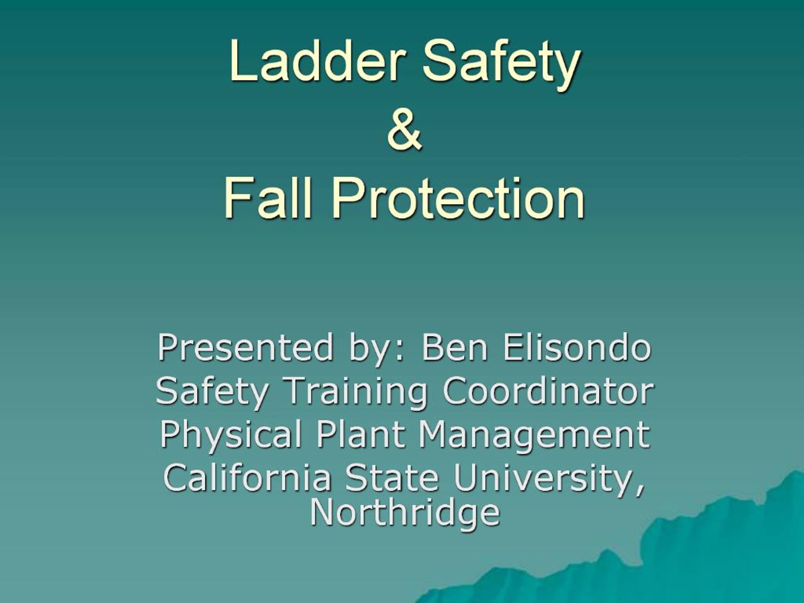 PPT - Ladder Safety Fall Protection PowerPoint Presentation, free ...