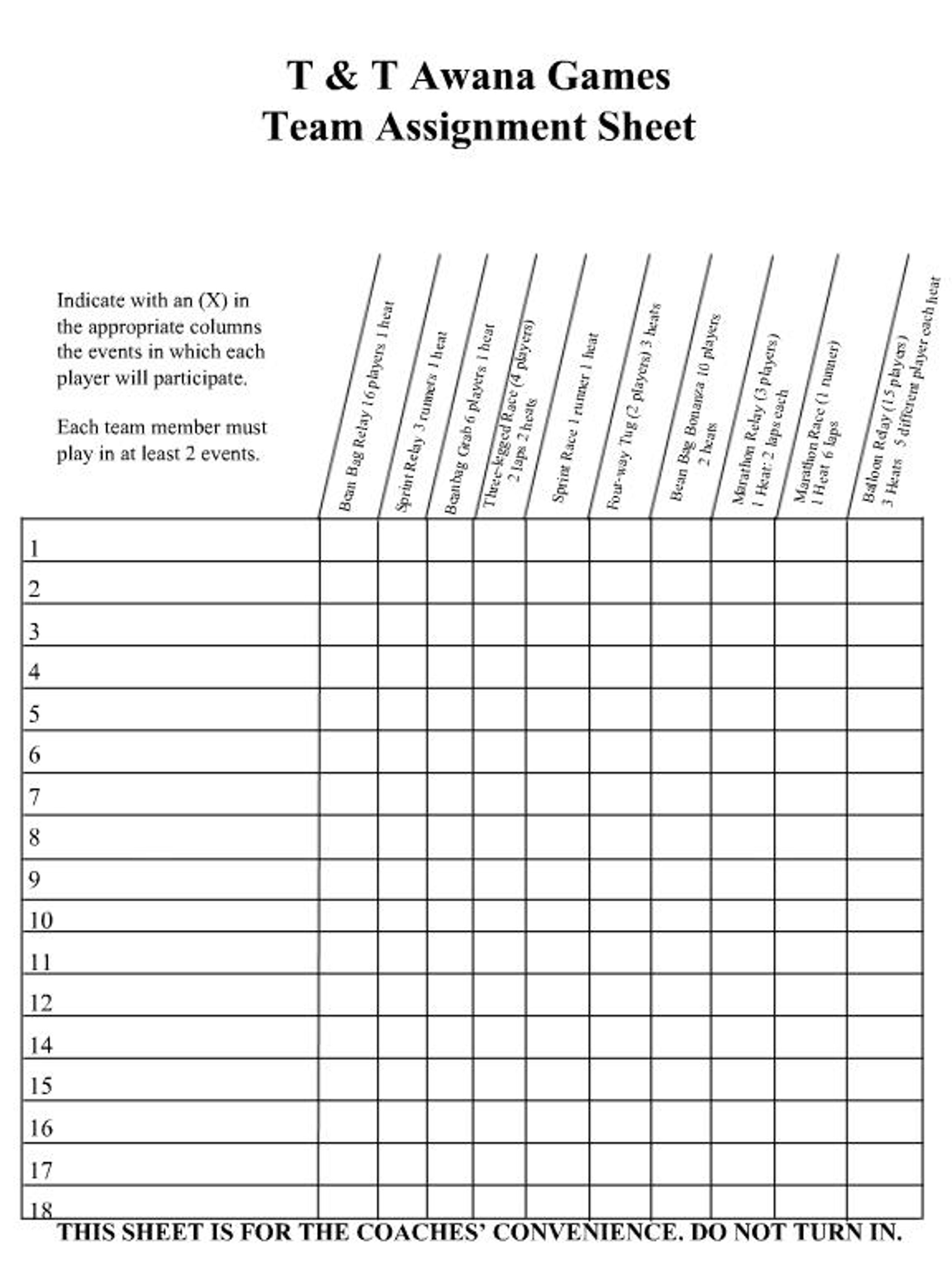 PPT - T T Awana Games Team Assignment Sheet PowerPoint Presentation ...
