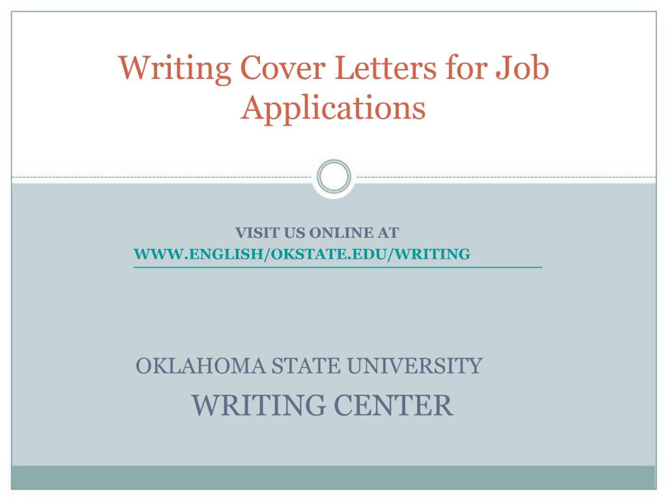 PPT - Writing Cover Letters for Job Applications PowerPoint ...