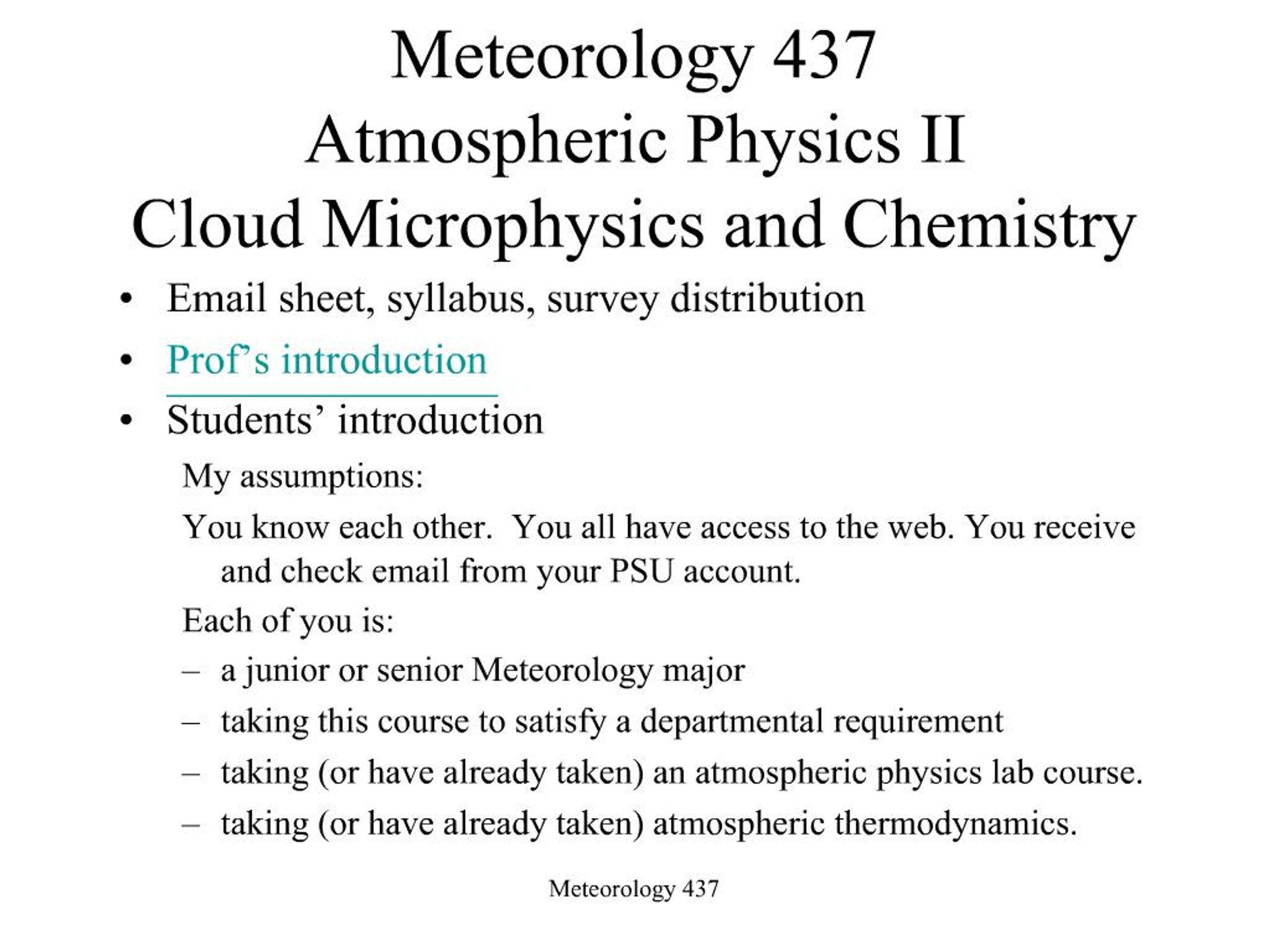 PPT - Meteorology 437: Cloud Microphysics & Chemistry - Introduction ...