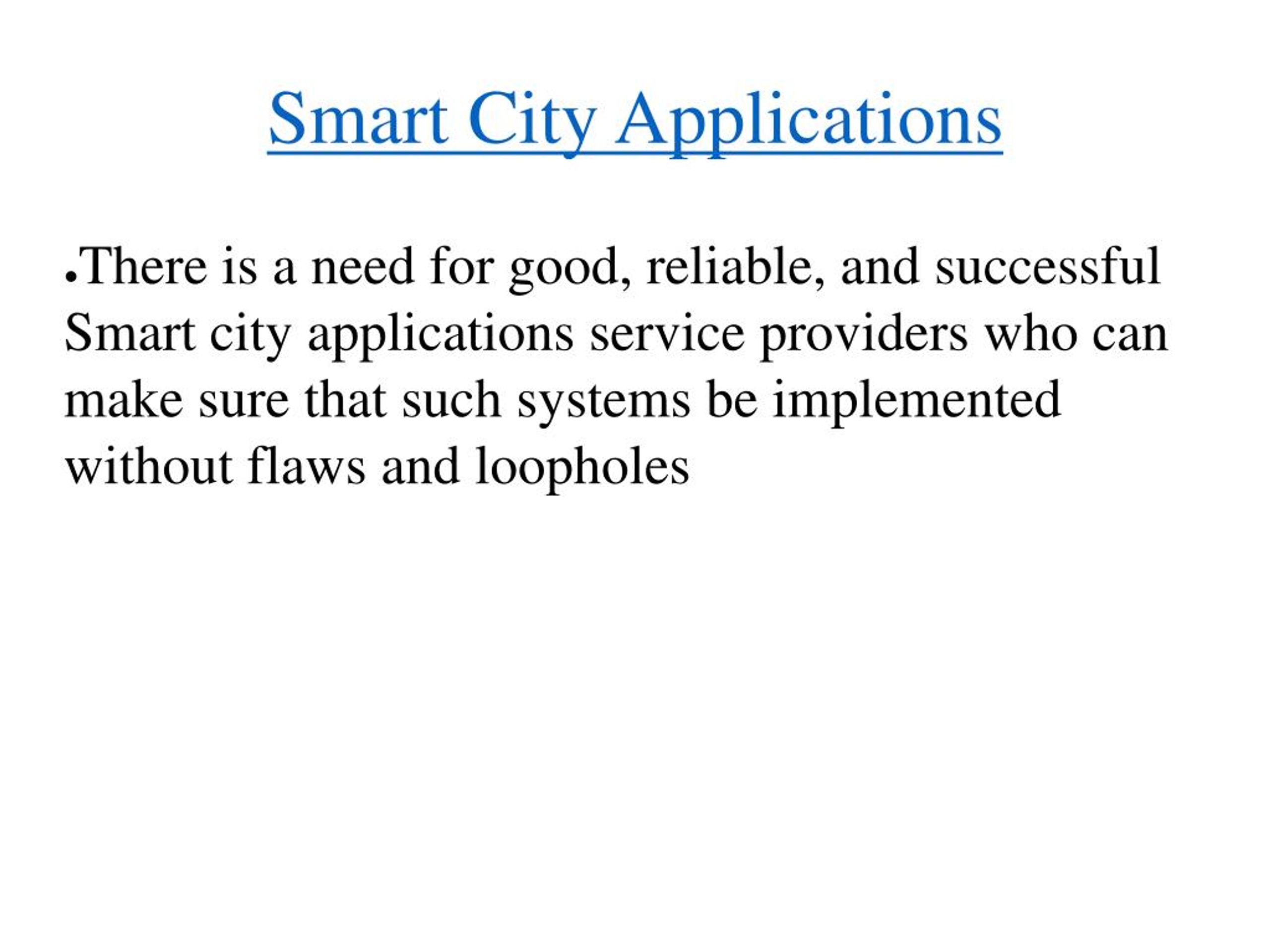 PPT - Smart City Applications PowerPoint Presentation, free download ...
