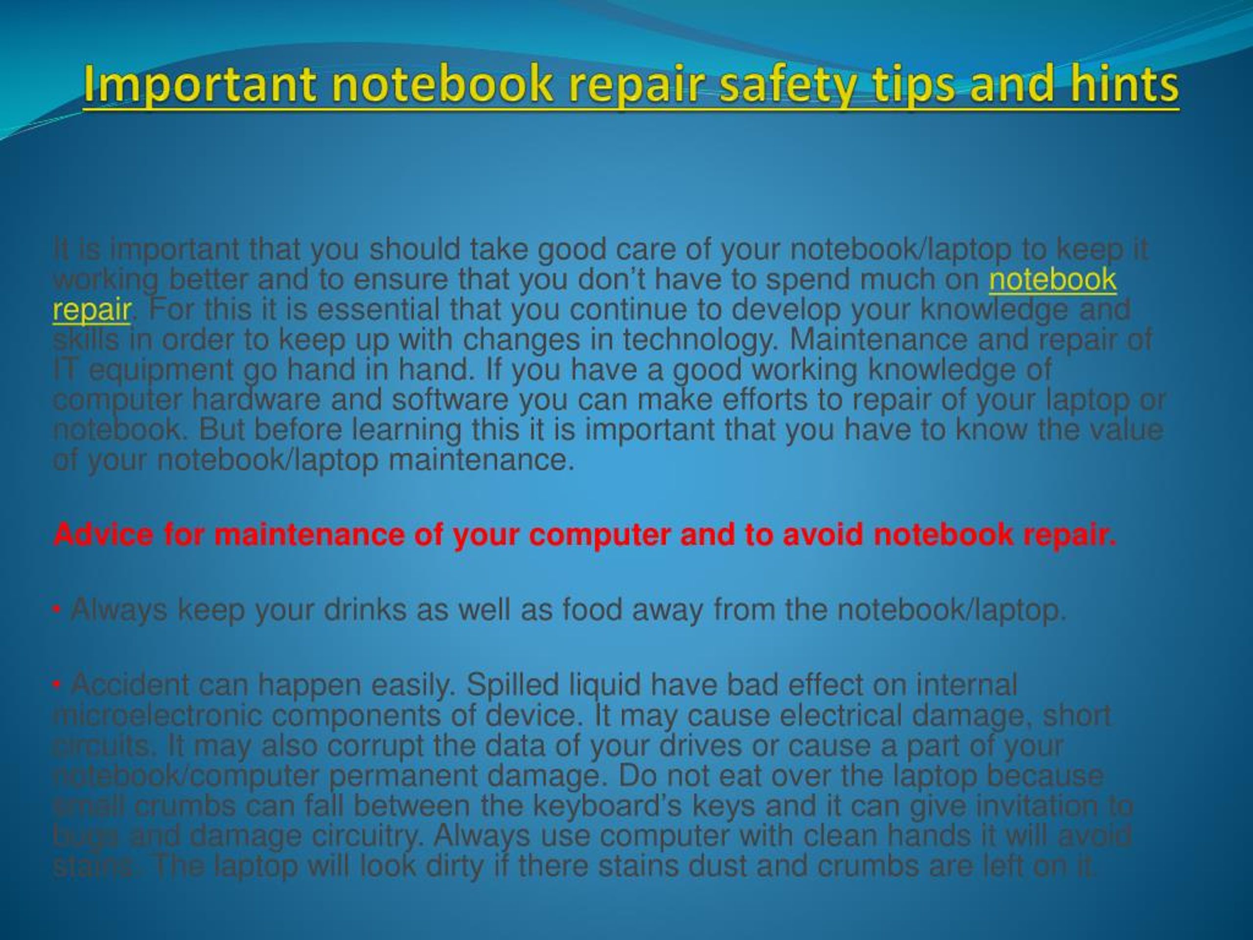 PPT - Important notebook repair safety tips and hints PowerPoint ...