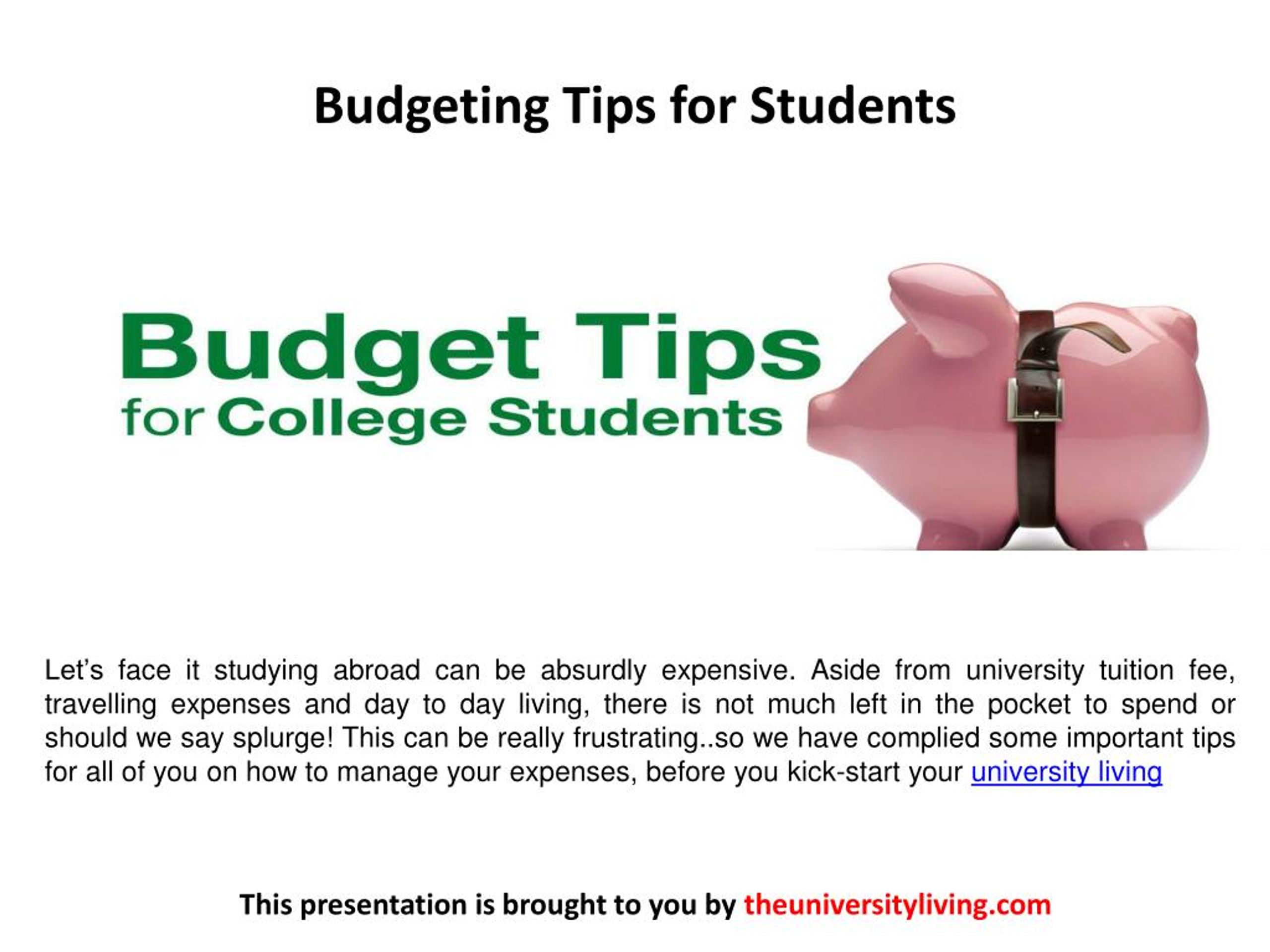 PPT - Budgeting Tips for Students PowerPoint Presentation, free ...