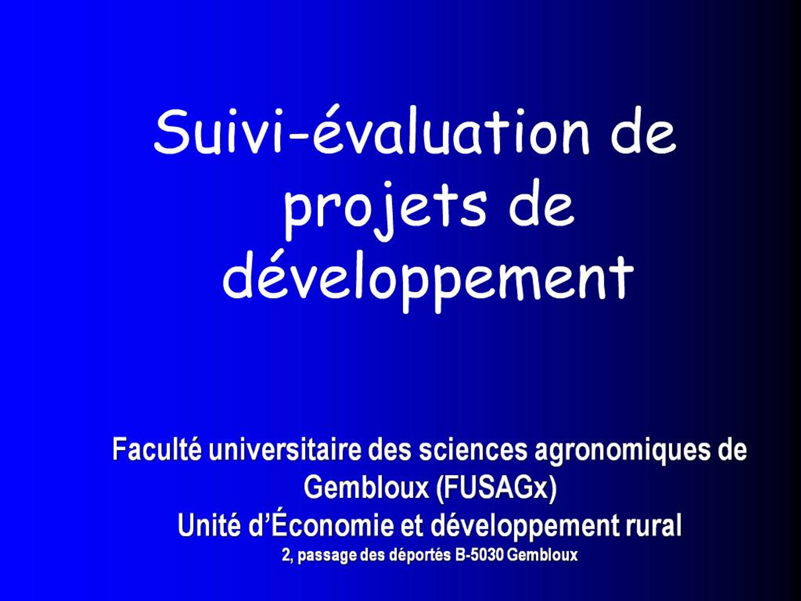 PPT - Suivi- valuation de projets de d veloppement PowerPoint ...