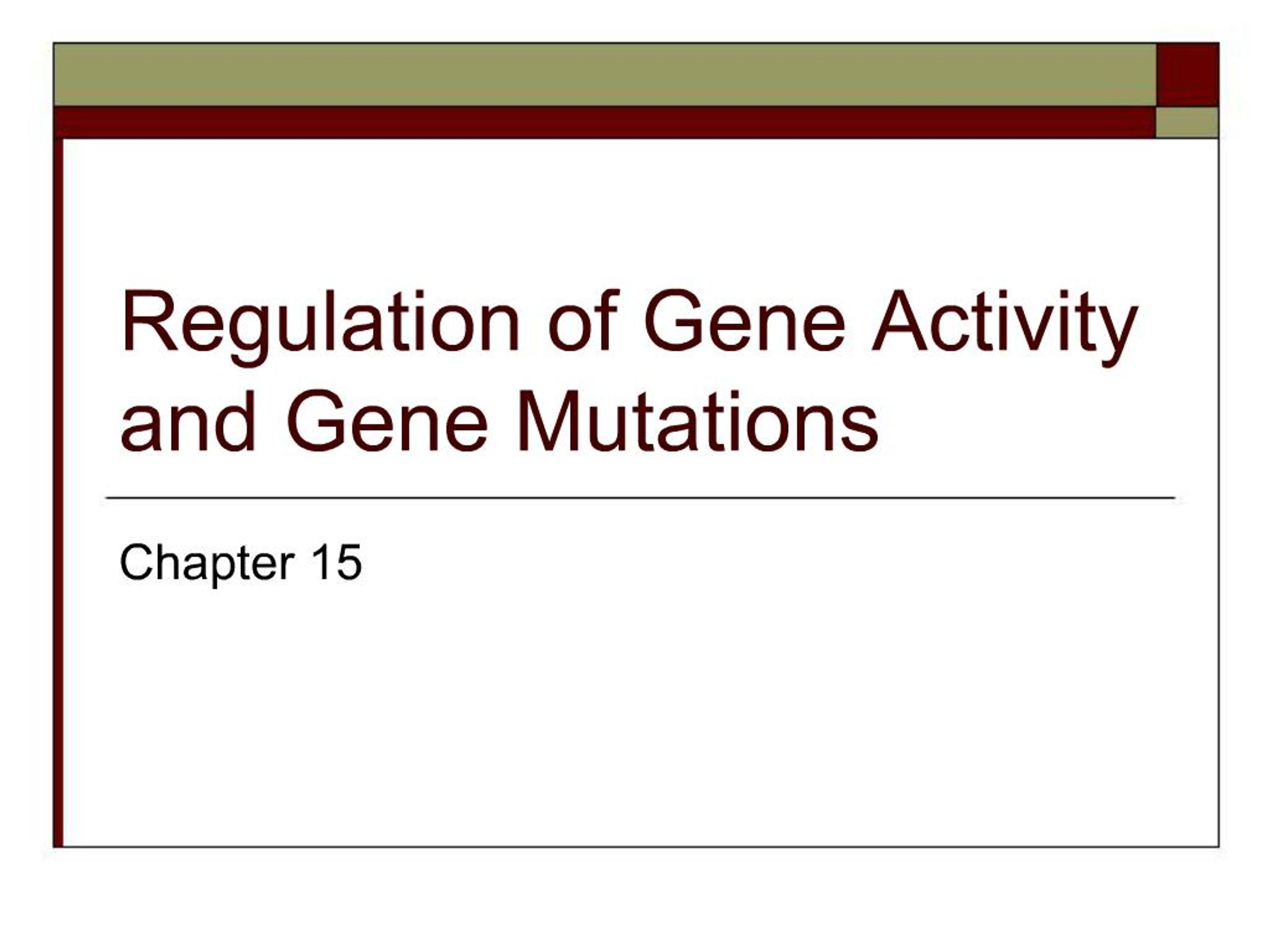 PPT - Regulation of Gene Activity and Gene Mutations PowerPoint ...