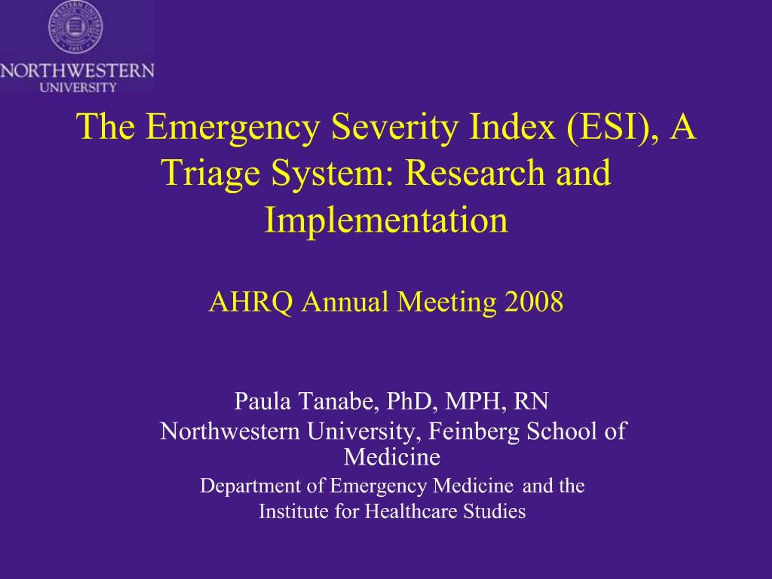 PPT - Implementing ESI Triage System: A Comprehensive Research ...