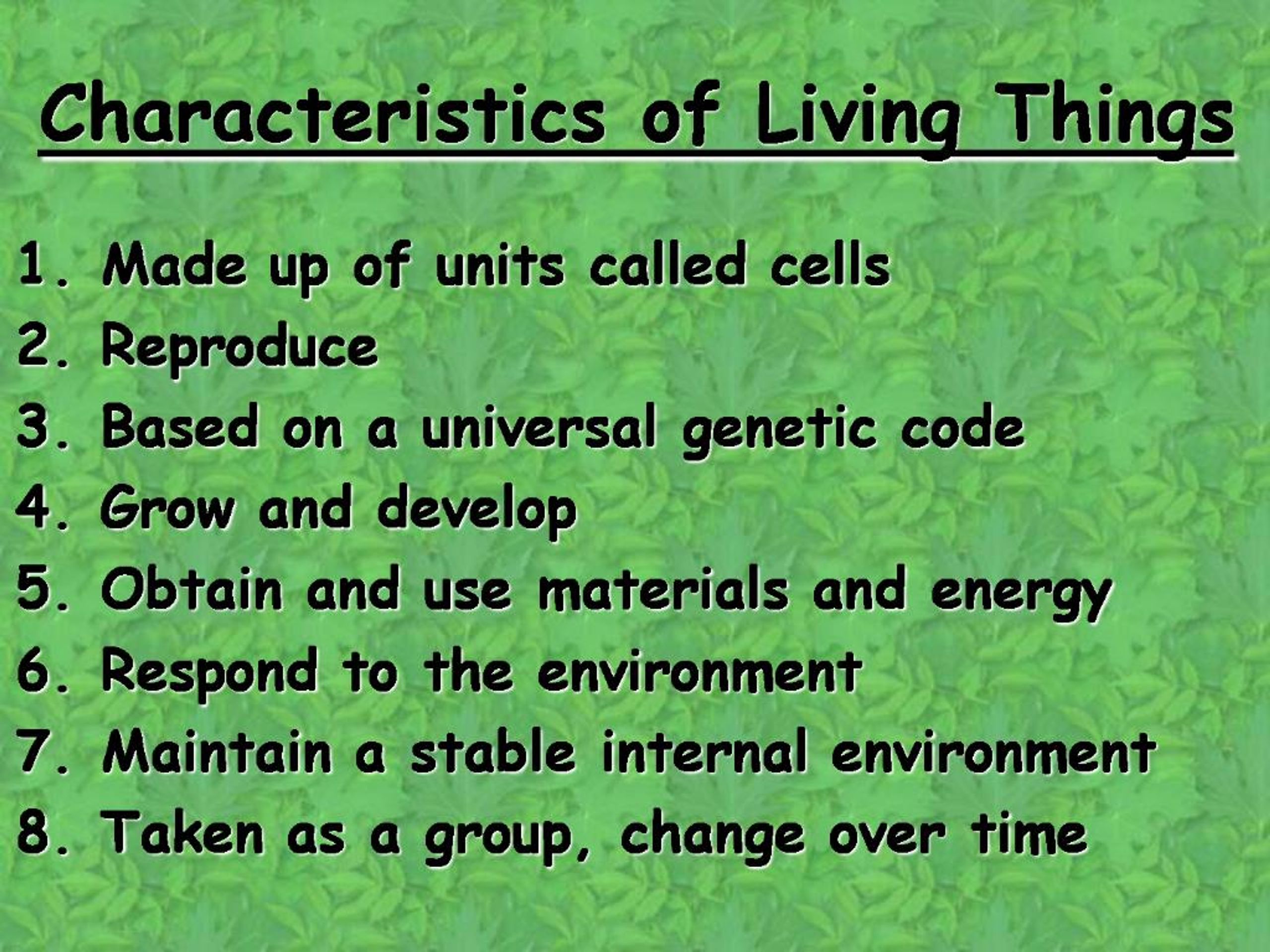 PPT - Characteristics of Living Things PowerPoint Presentation, free ...