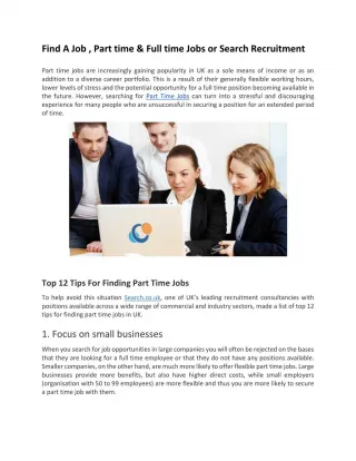 PPT - Search Part Time Jobs and Make True Efforts Timely To Get Started ...