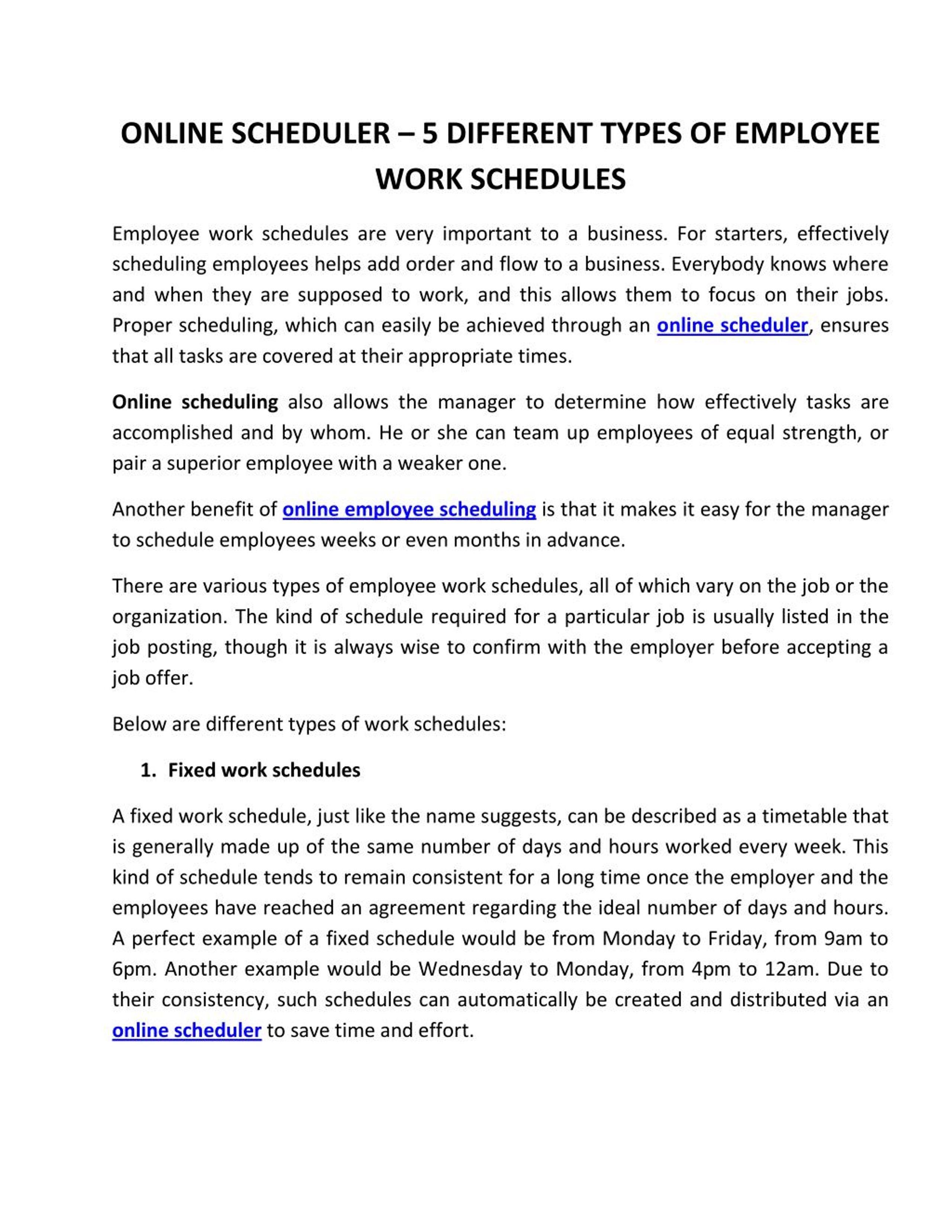 PPT - Online Scheduler – 5 Different Types of Employee Work Schedules ...