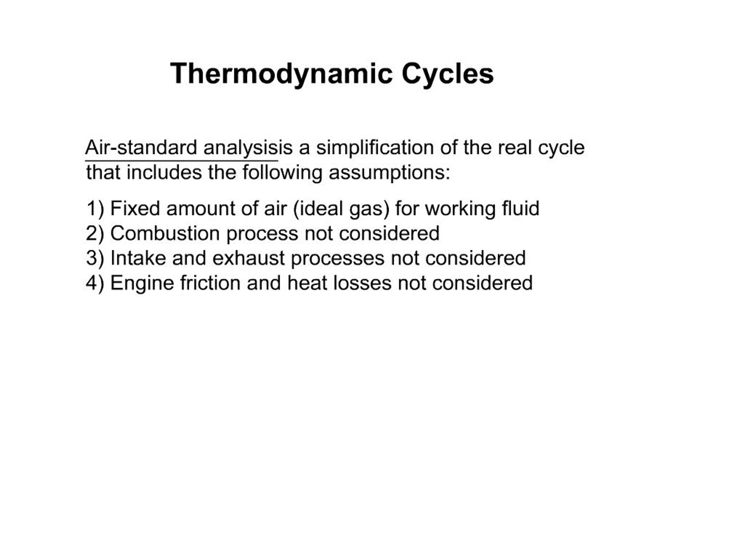 PPT - Comparing Thermodynamic Cycles: SI Engine vs. Air Standard Otto ...