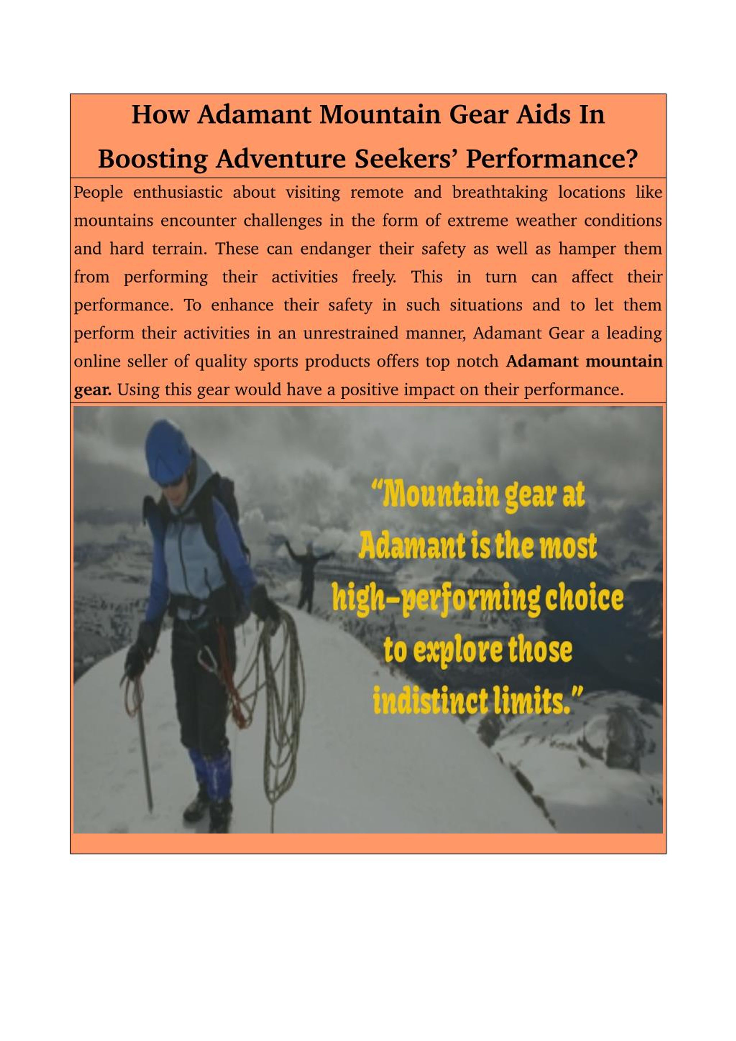 PPT - How Adamant Mountain Gear Aids In Boosting Adventure Seekers ...