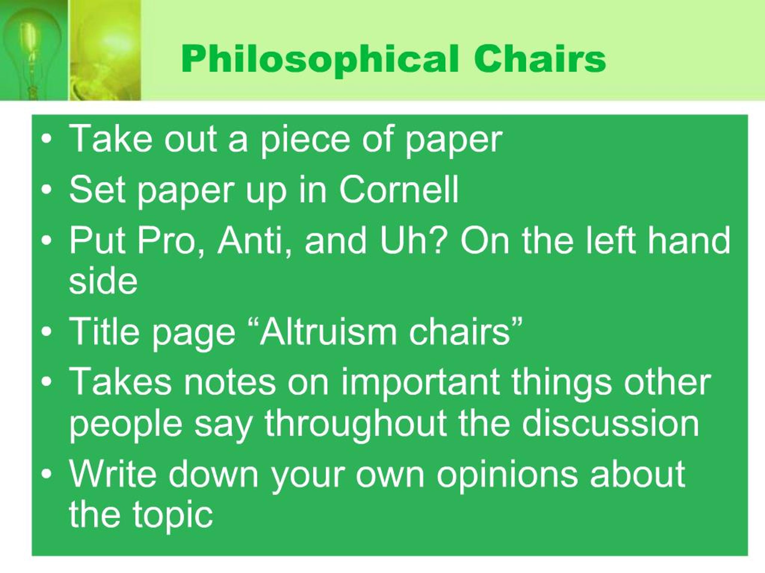 PPT - Philosophical Chairs PowerPoint Presentation, free download - ID ...