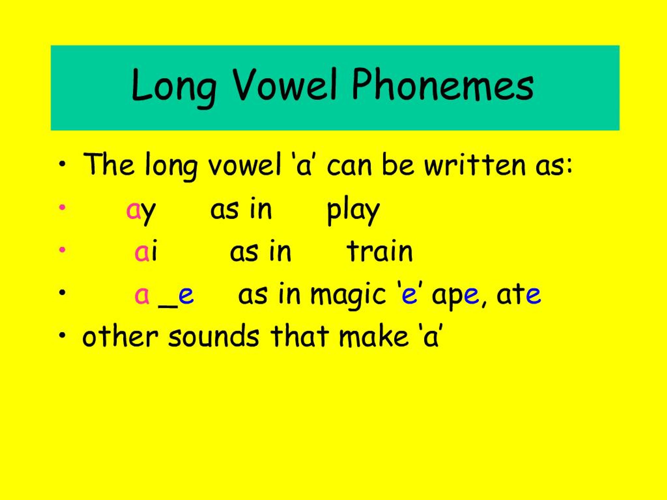 PPT - Long Vowel Phonemes PowerPoint Presentation, free download - ID ...