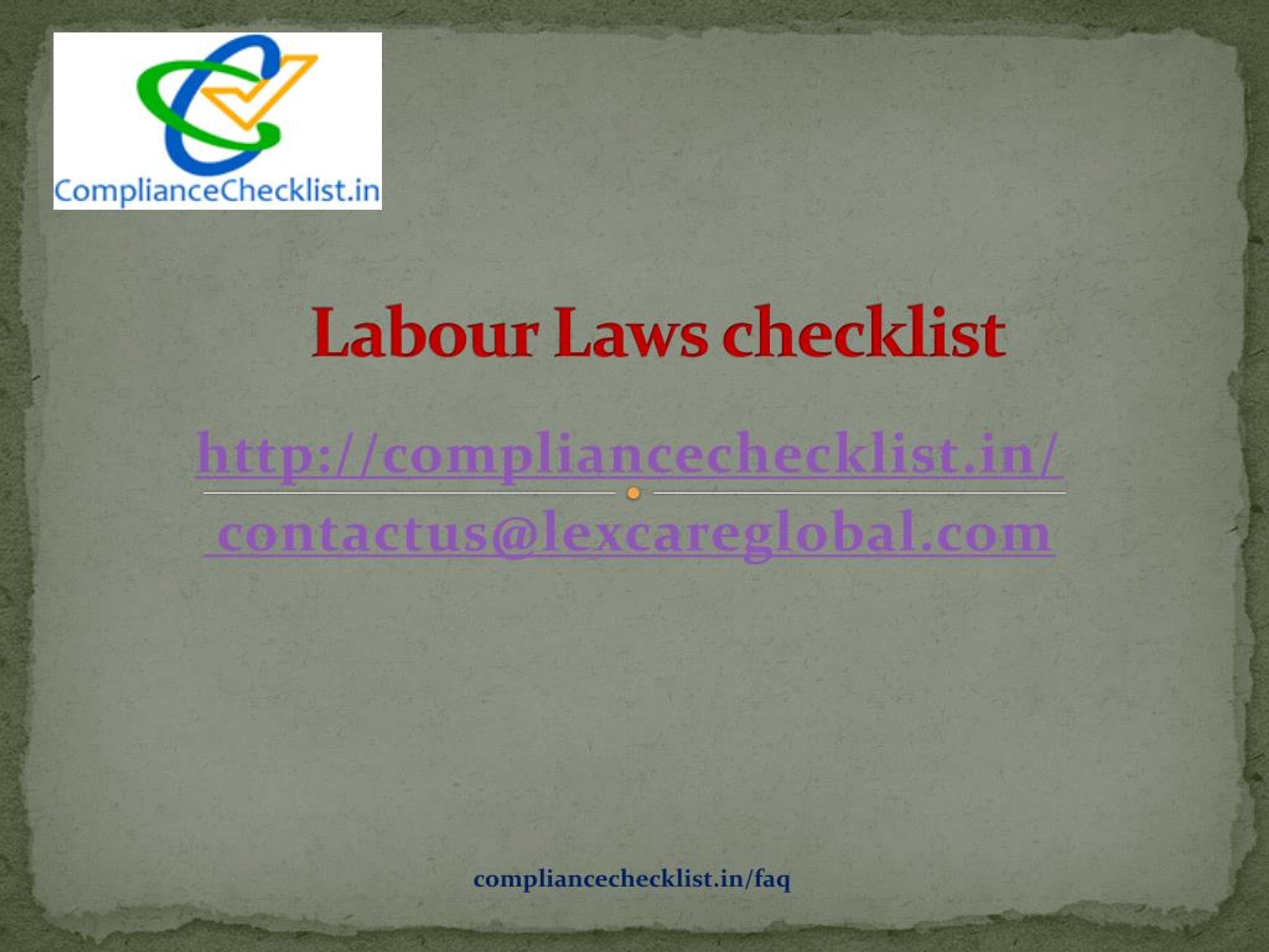 PPT - Labour Laws checklist PowerPoint Presentation, free download - ID ...