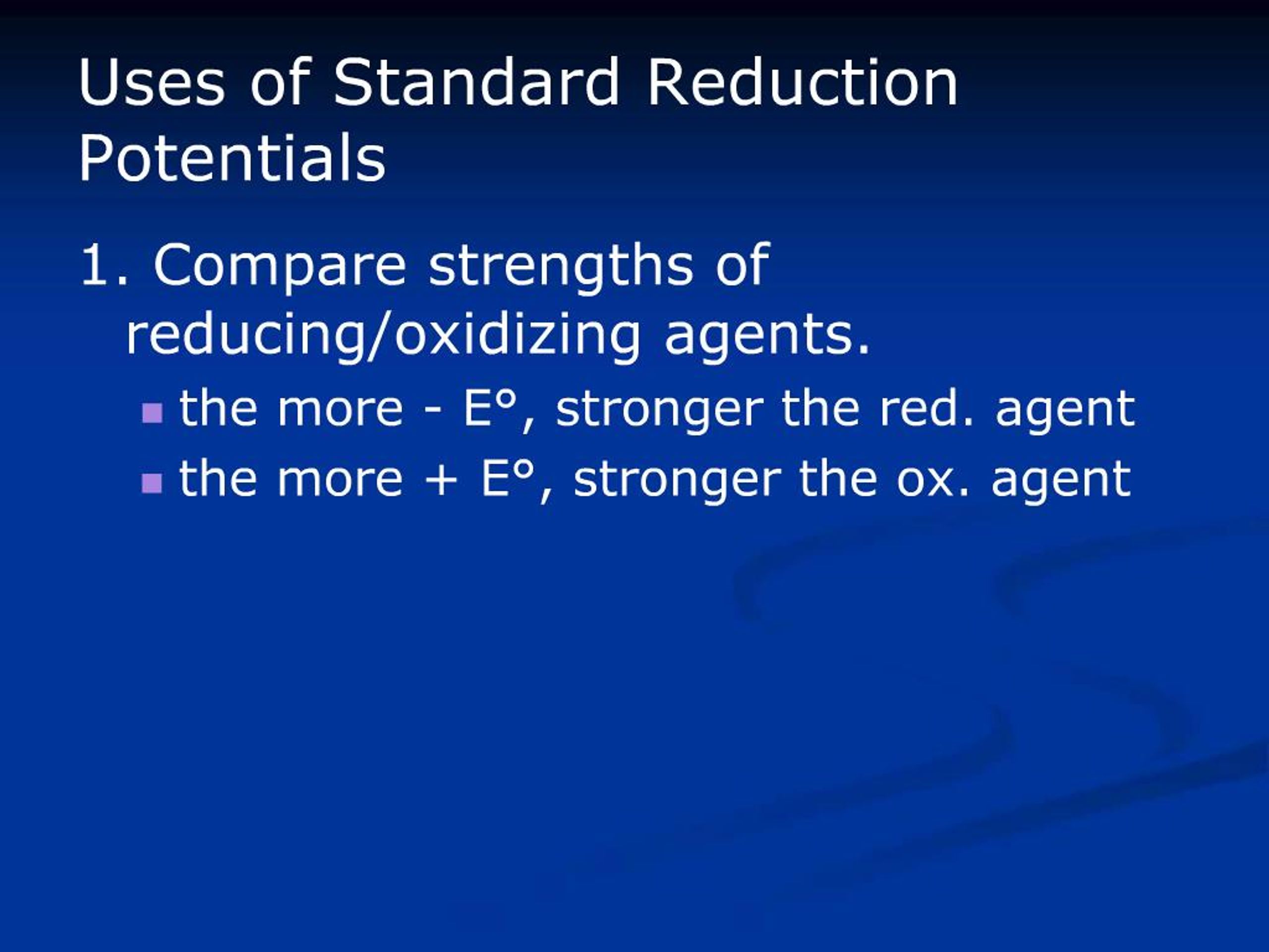 PPT - Uses of Standard Reduction Potentials PowerPoint Presentation ...