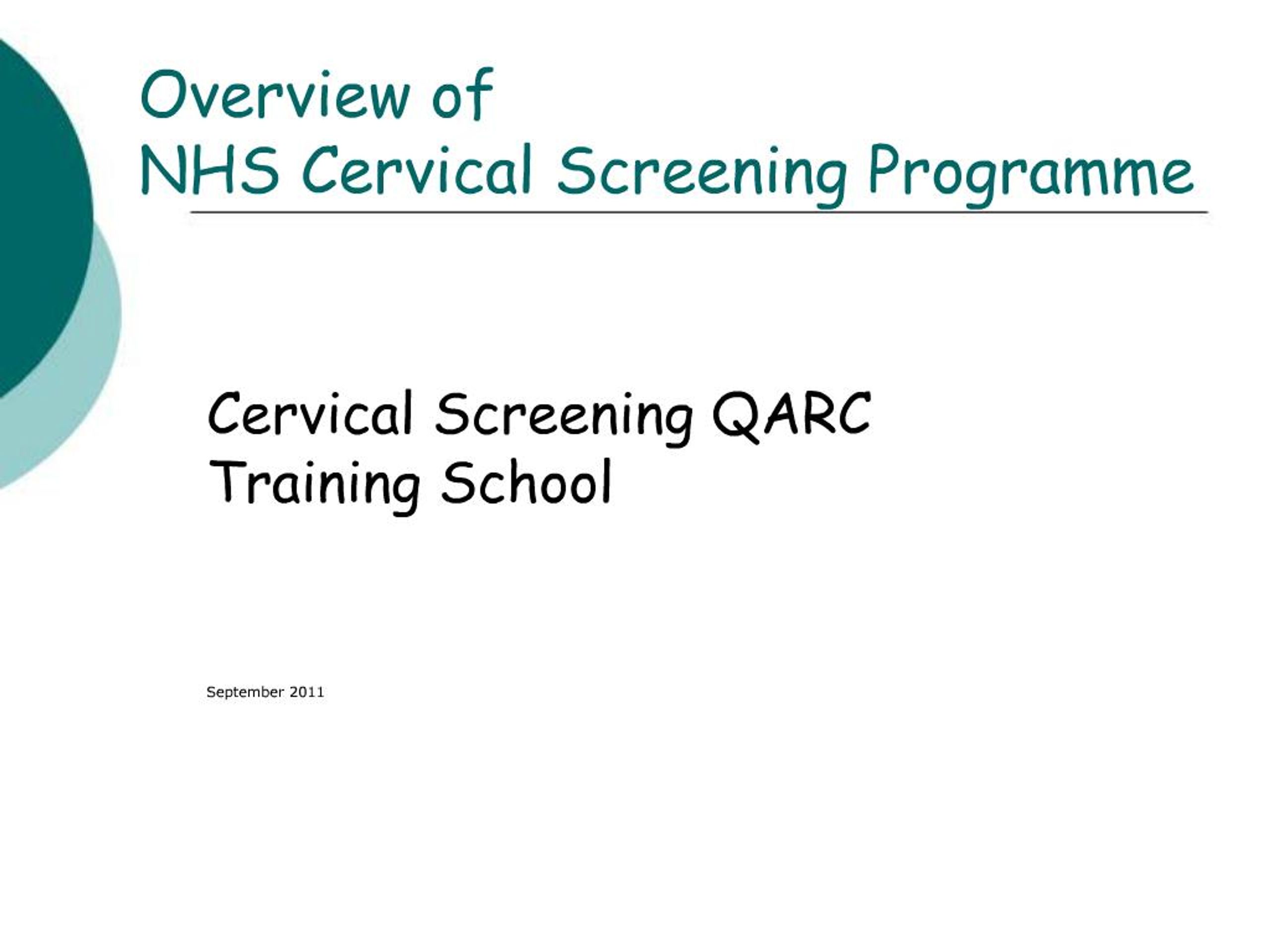 PPT - Overview of NHS Cervical Screening Programme PowerPoint ...