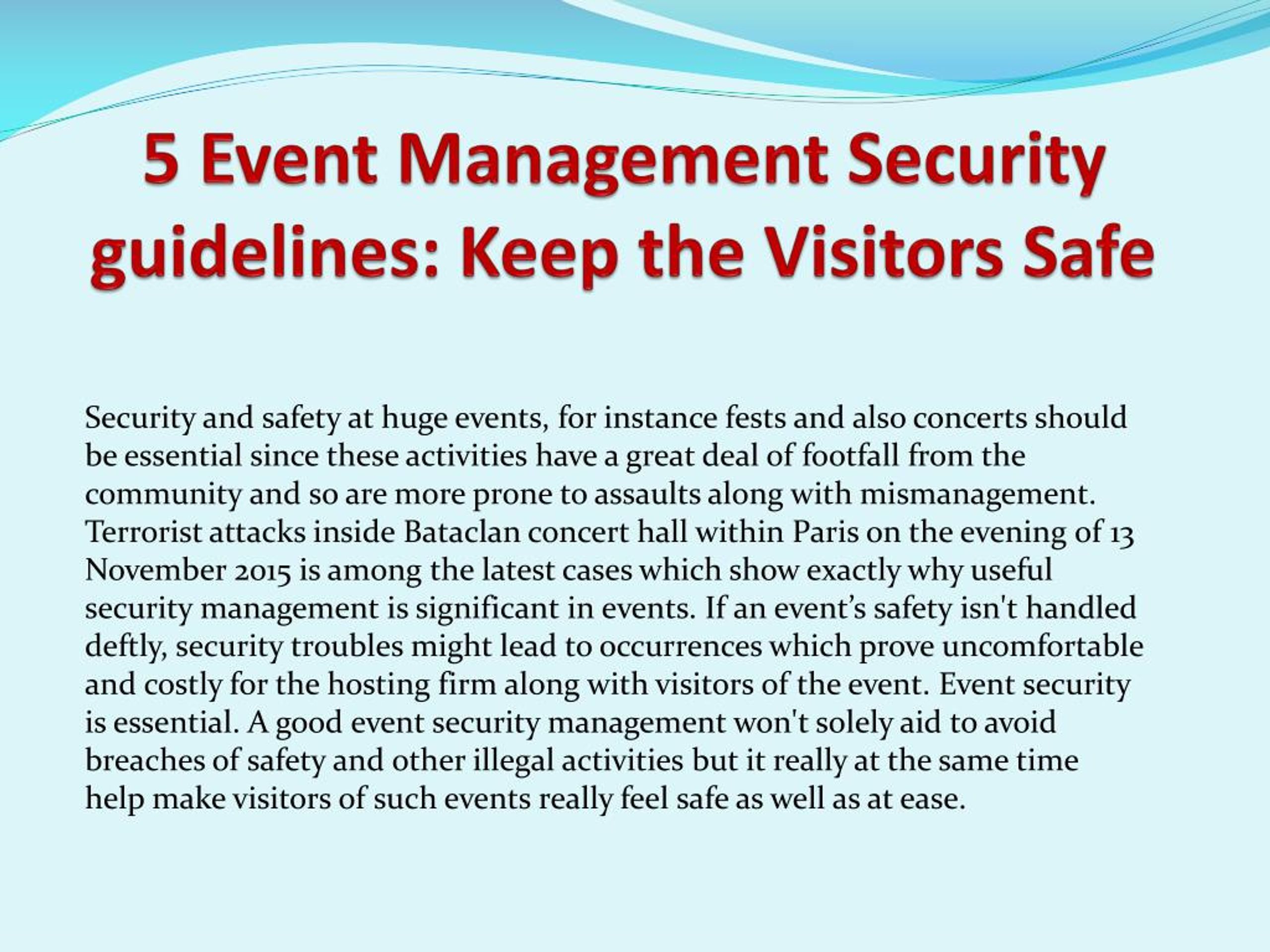 PPT - 5 Event Management Security guidelines: Keep the Visitors Safe ...