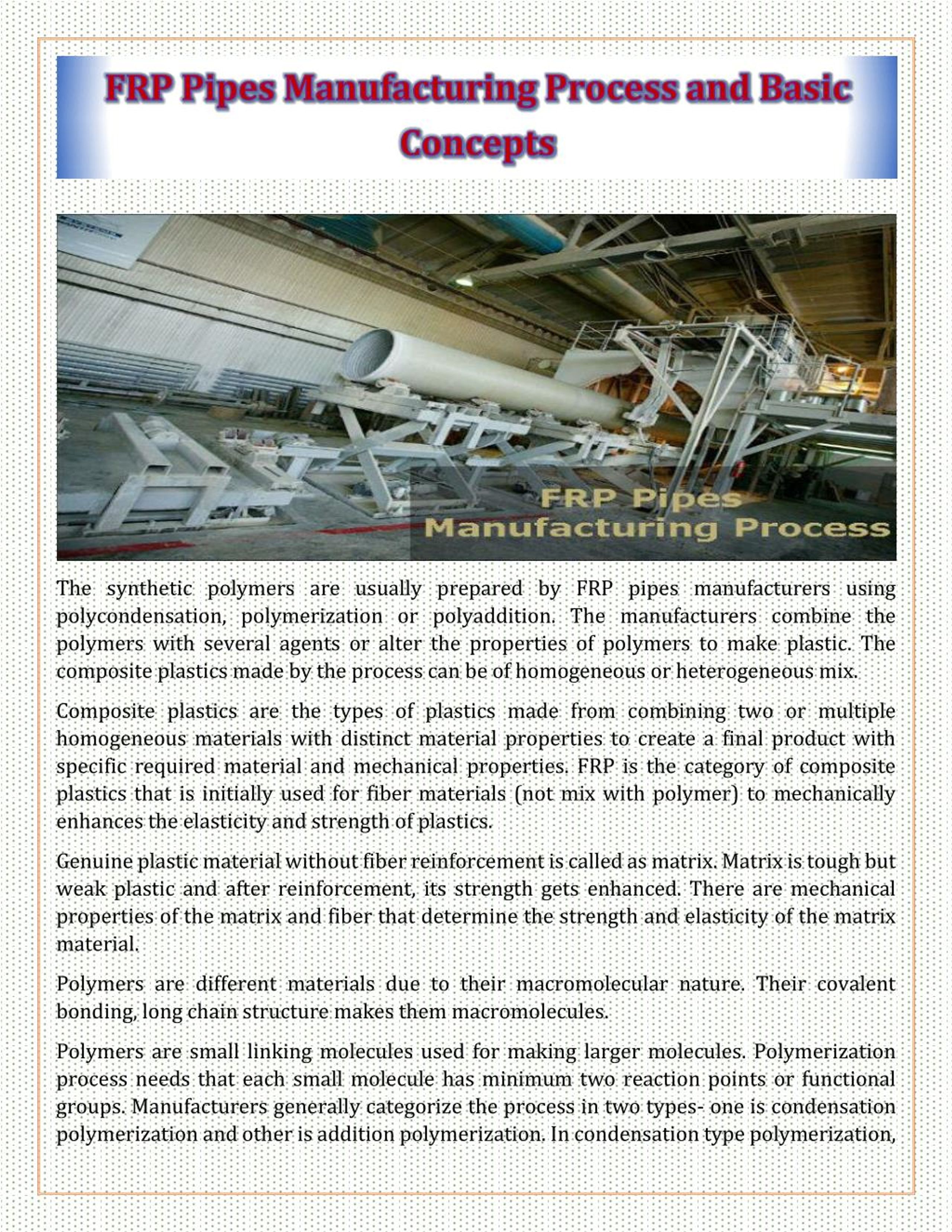 PPT - FRP Pipes Manufacturing Process and Basic Concepts PowerPoint ...