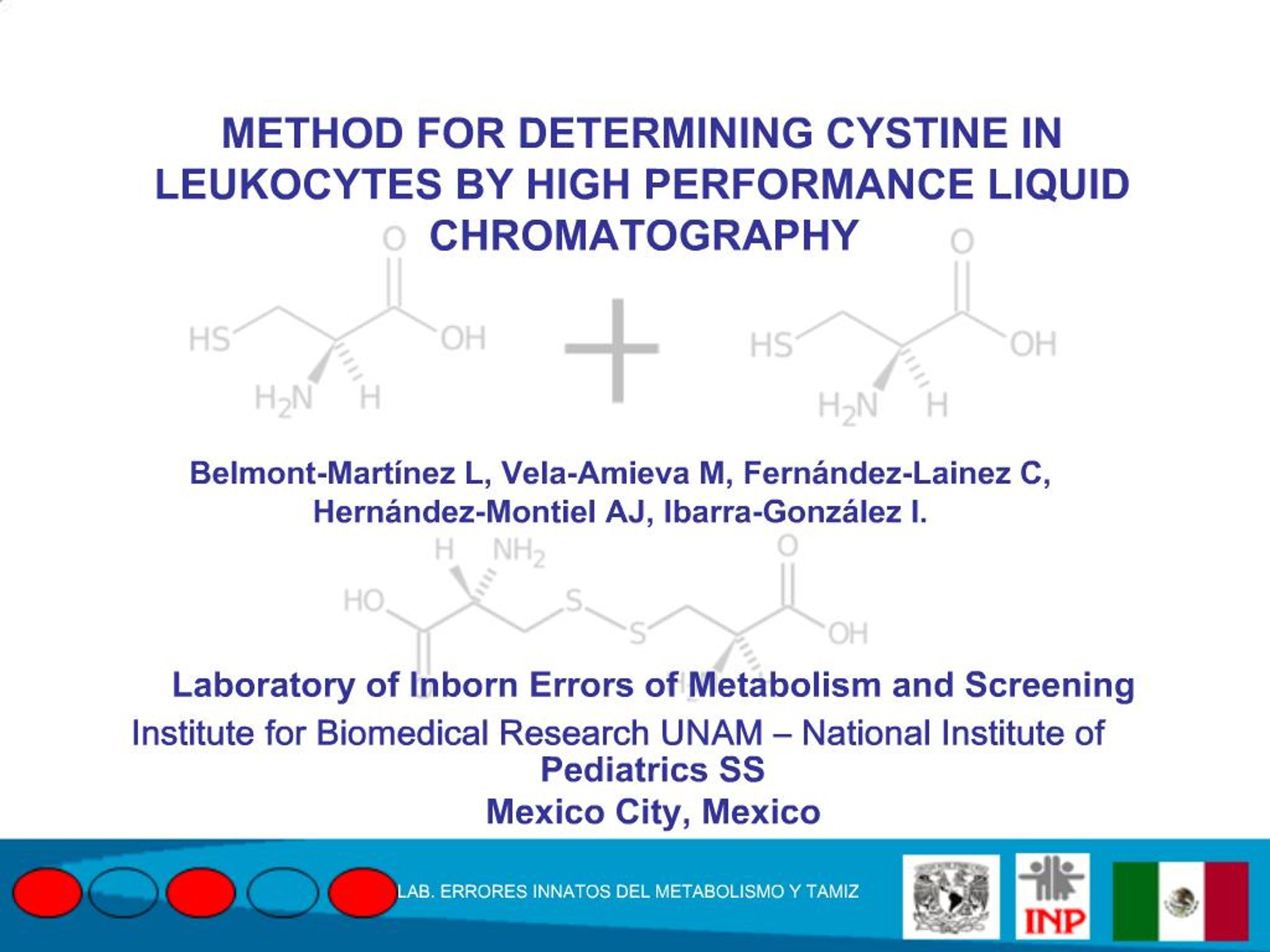PPT - METHOD FOR DETERMINING CYSTINE IN LEUKOCYTES BY HIGH PERFORMANCE ...