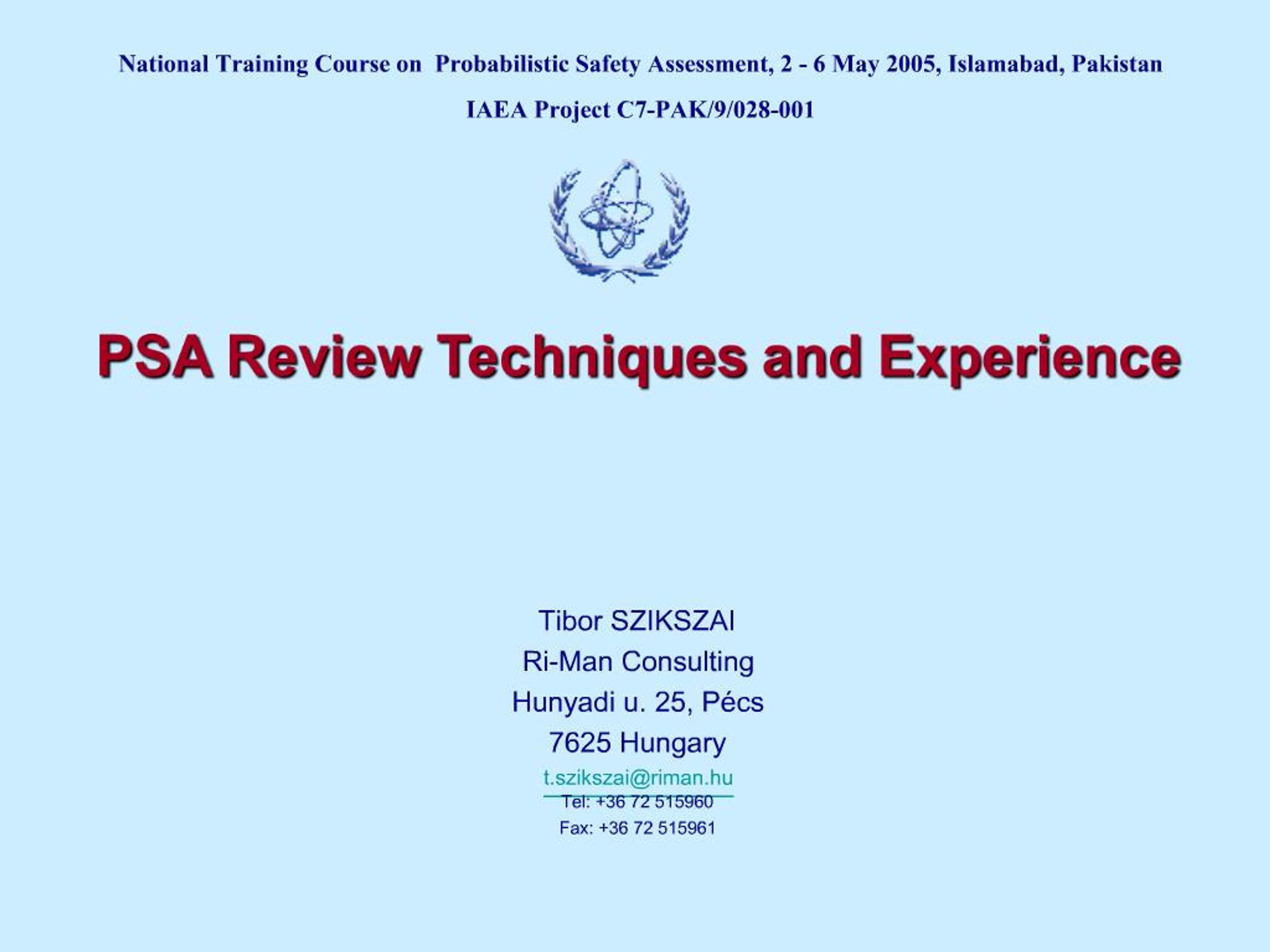 PPT - PSA Review Techniques and Experience PowerPoint Presentation, free download - ID:740083