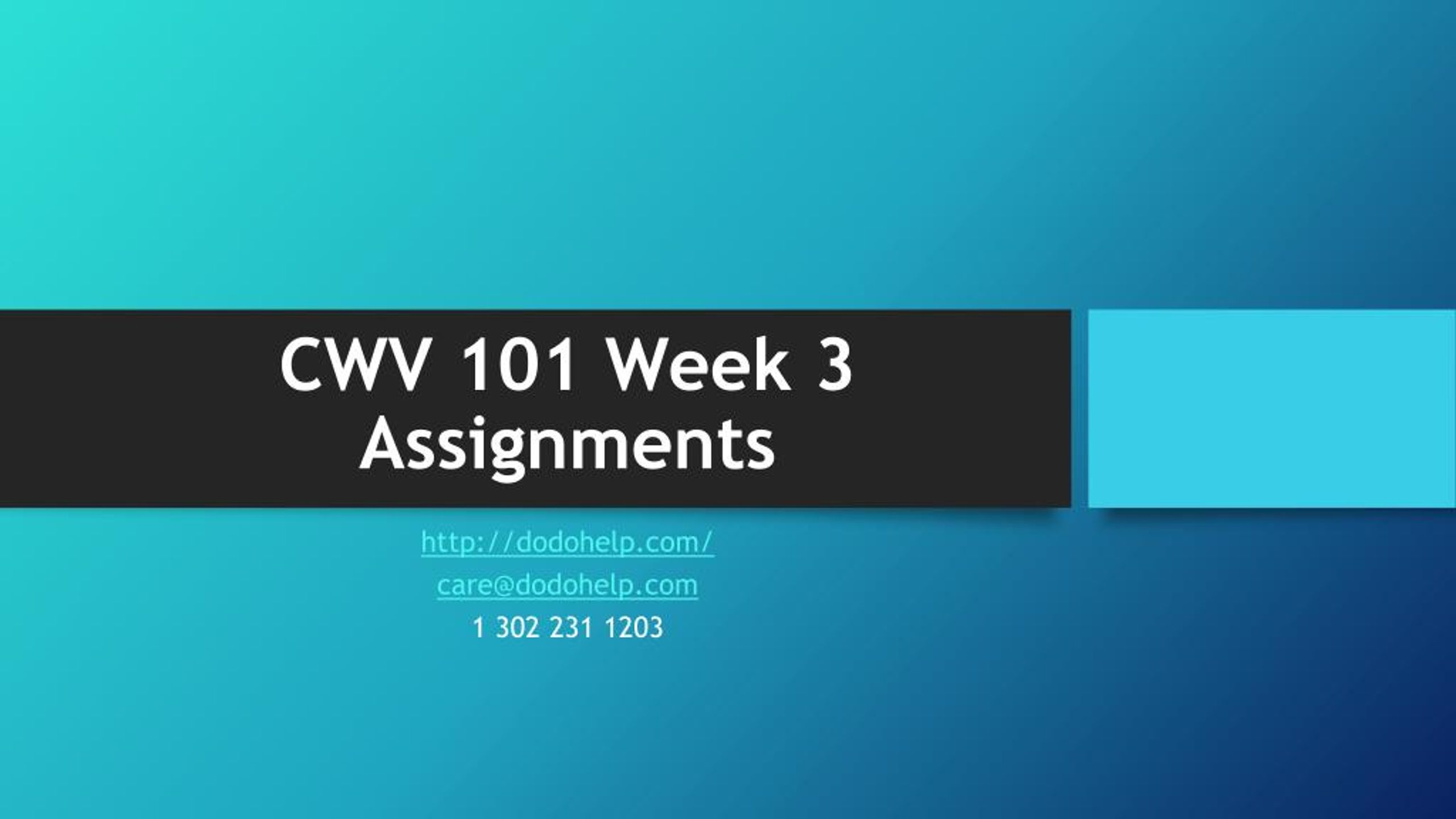 PPT - CWV 101 Week 3 Assignments PowerPoint Presentation, free download ...