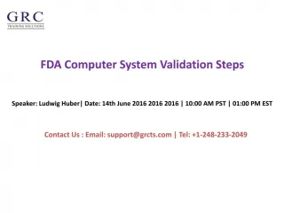PPT - Computer System Validation and, Good Documentation Practices for GxP Systems PowerPoint ...