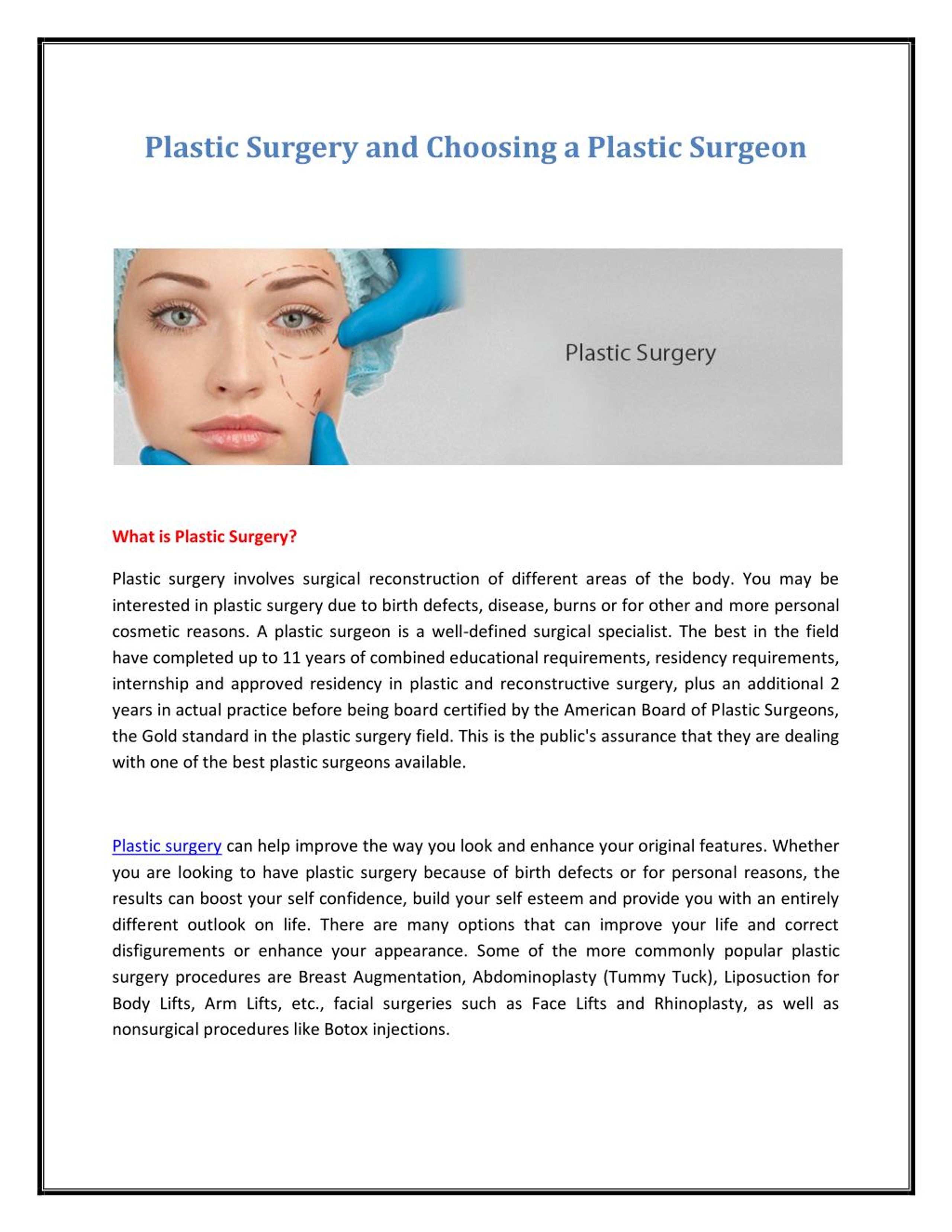 PPT - Plastic Surgery PowerPoint Presentation, free download - ID:7448478