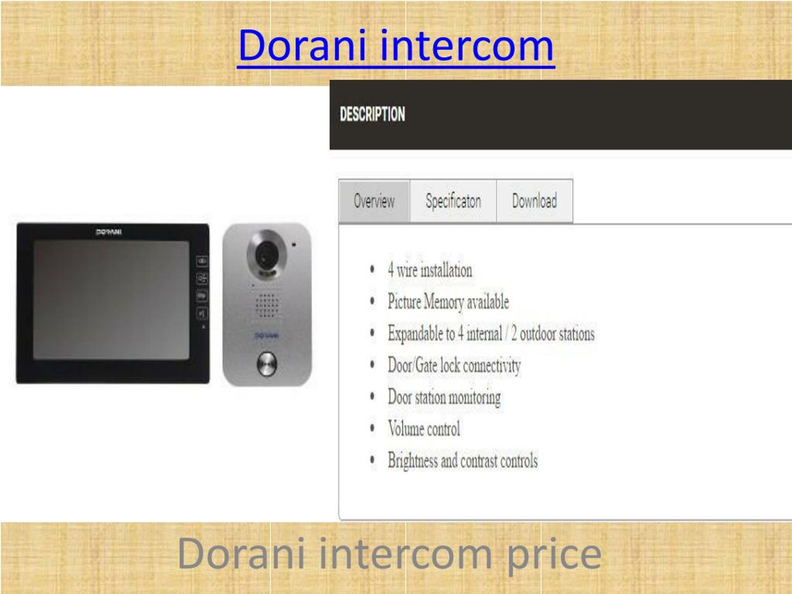 PPT - Dorani intercom PowerPoint Presentation, free download - ID:7451514