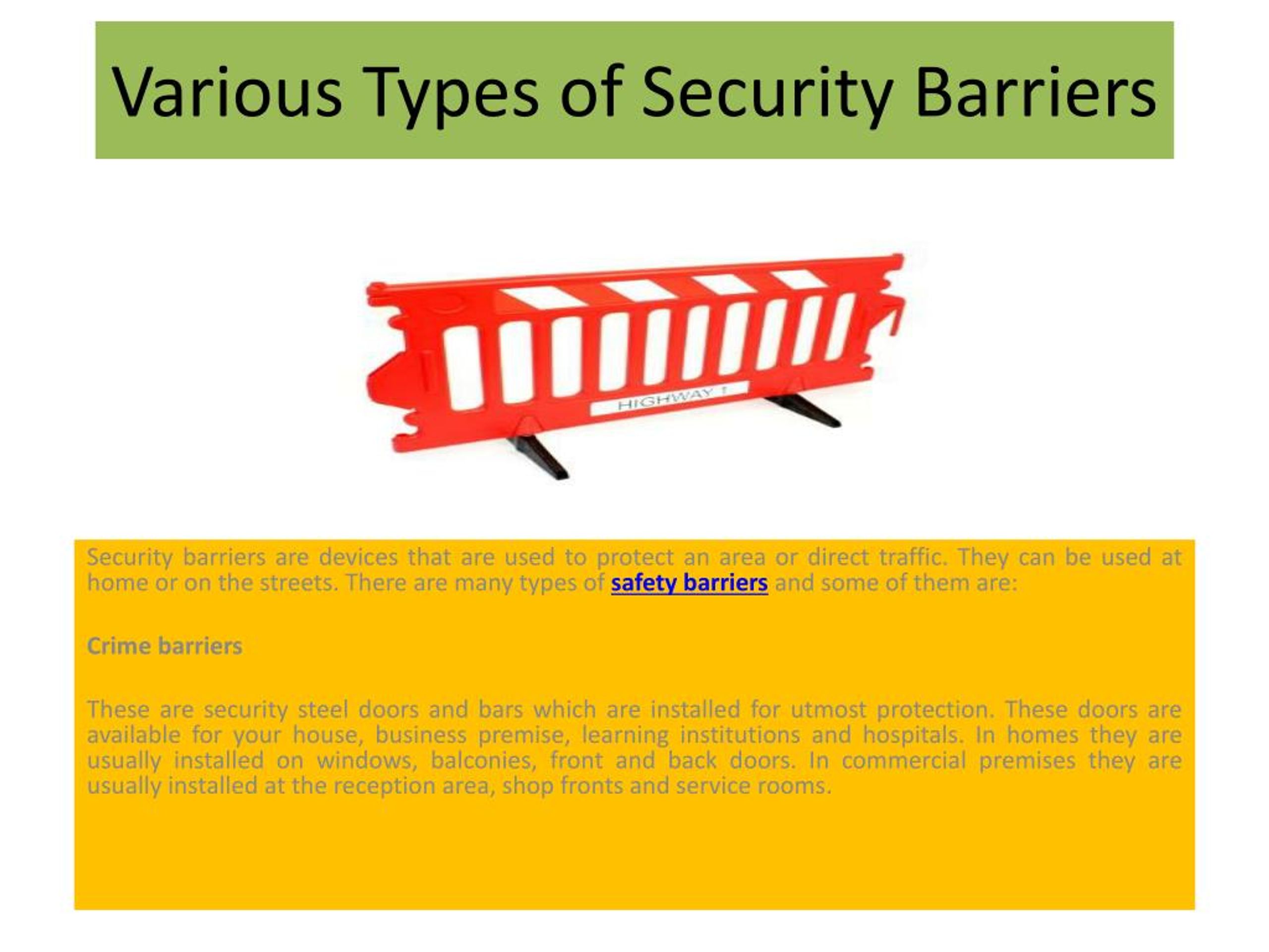 PPT - Various Types of Security Barriers PowerPoint Presentation, free ...