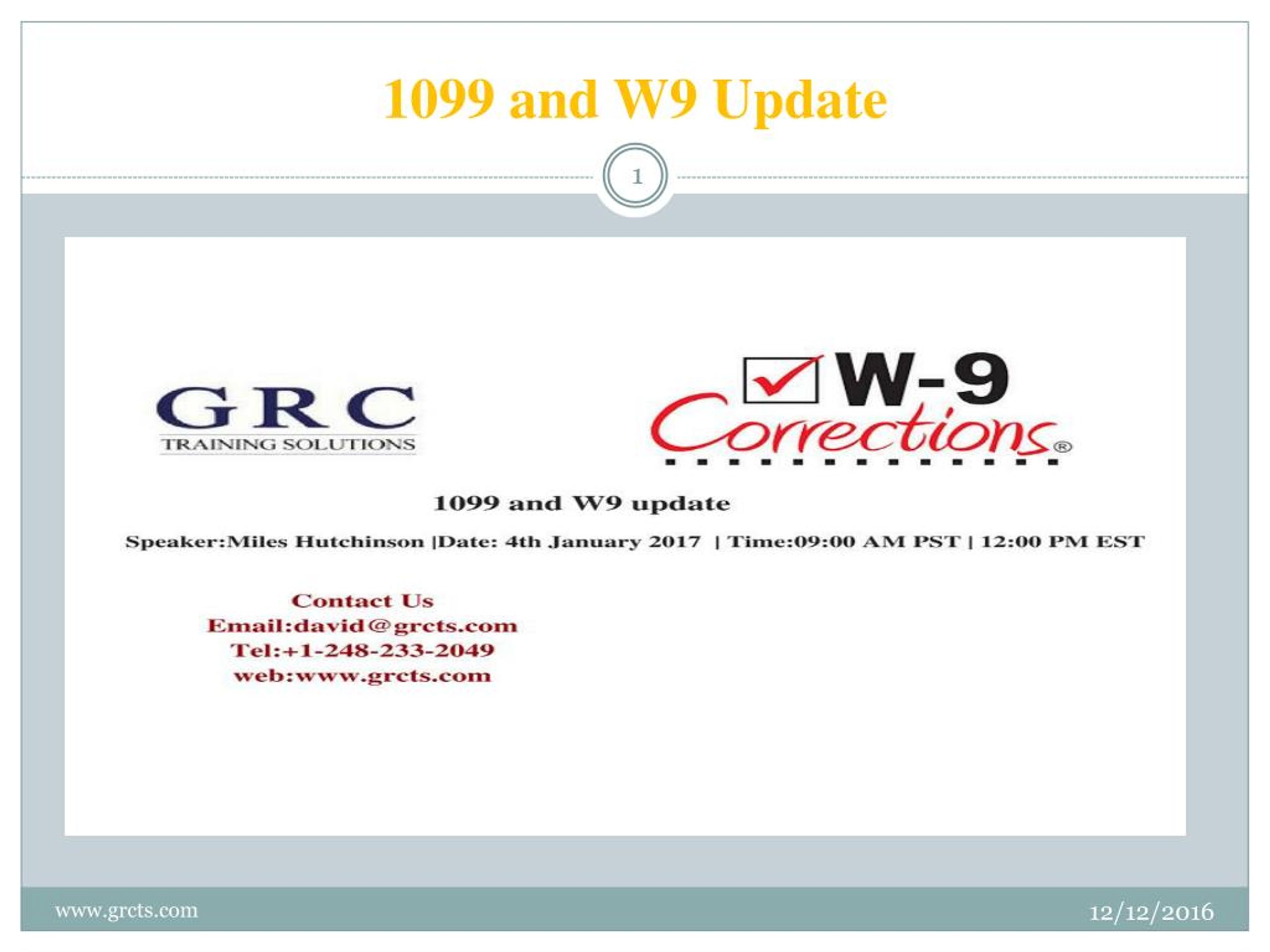 PPT - 1099 and W9 Update PowerPoint Presentation, free download - ID:7459142