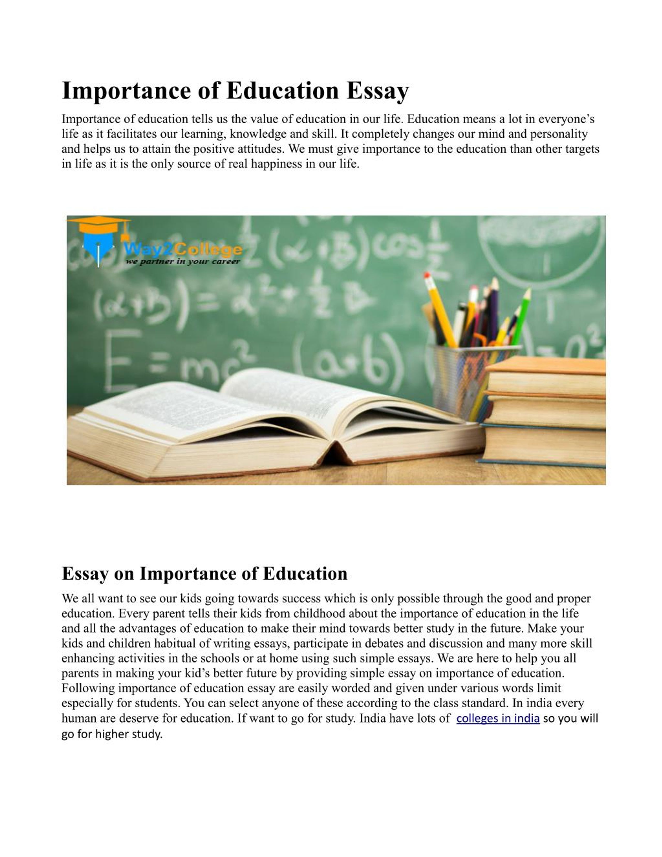 PPT - Importance of Education Essay PowerPoint Presentation, free ...