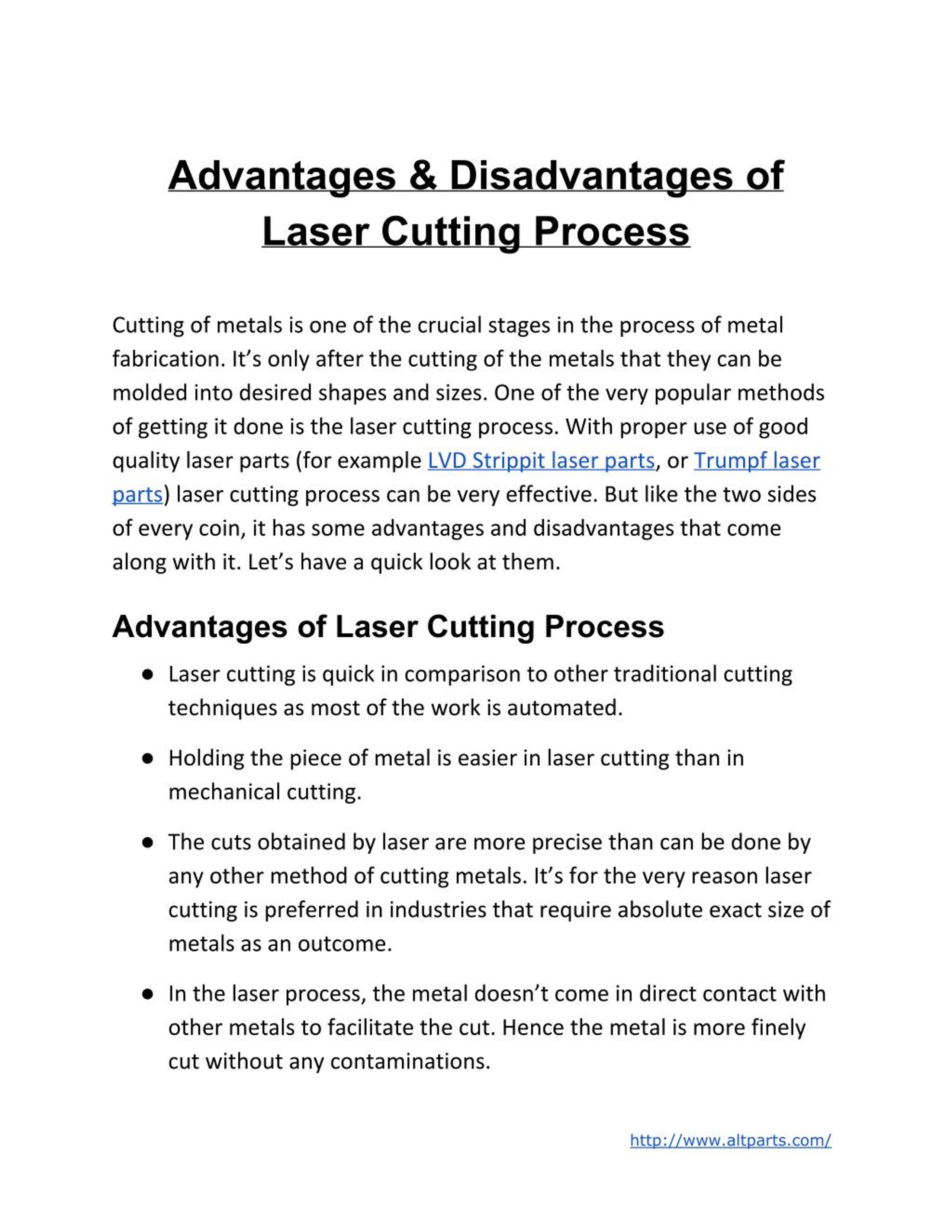 PPT - Advantages & Disadvantages of Laser Cutting Process PowerPoint ...