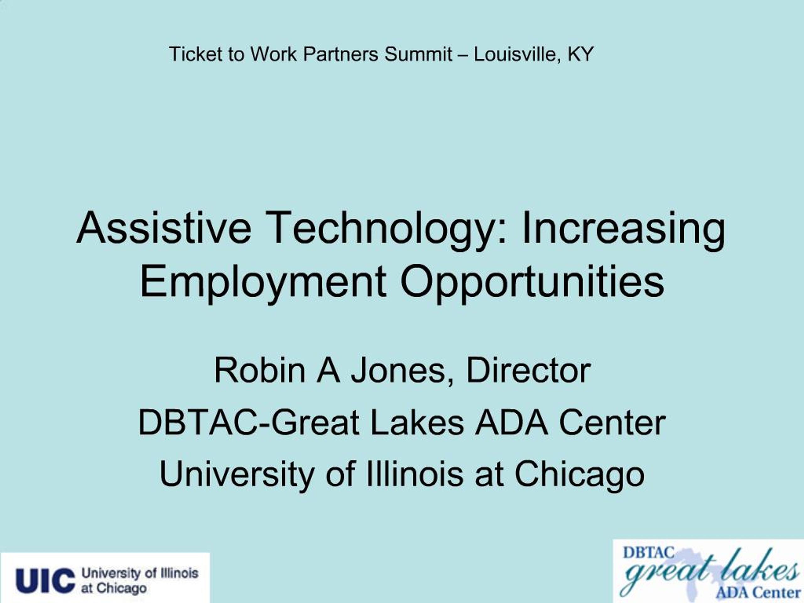 PPT - Assistive Technology: Increasing Employment Opportunities ...