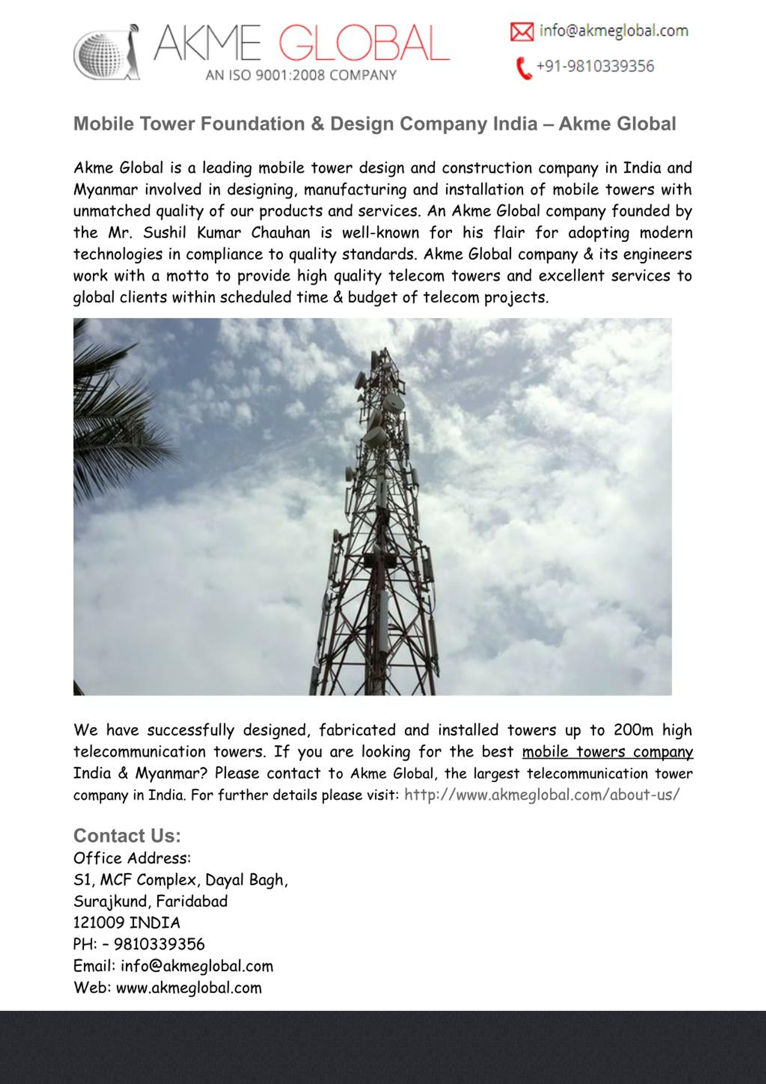 PPT - Mobile Tower Foundation & Design Company India PowerPoint ...