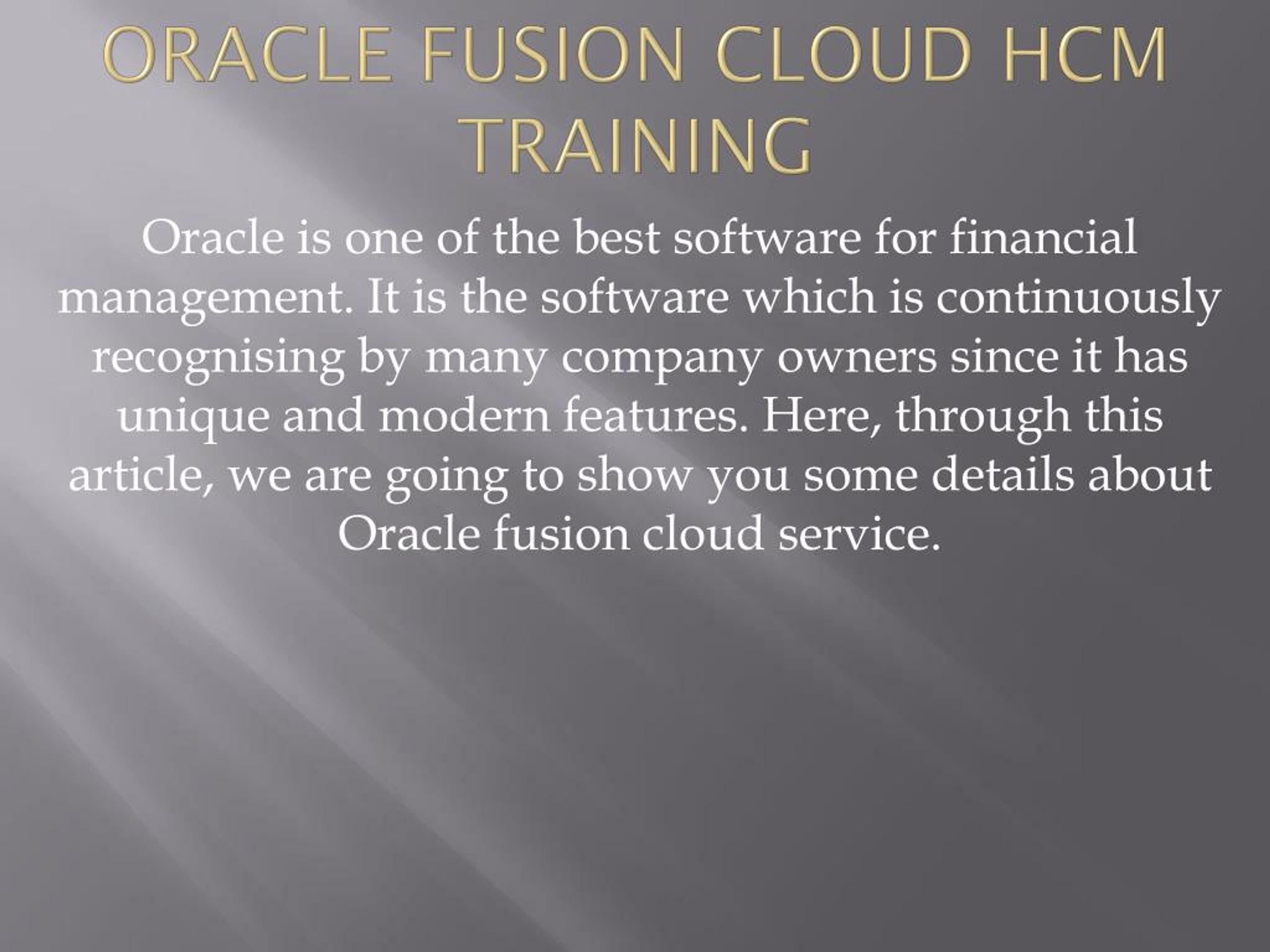 PPT - Oracle Fusion Financials Cloud HCM PowerPoint Presentation, free download - ID:7497944