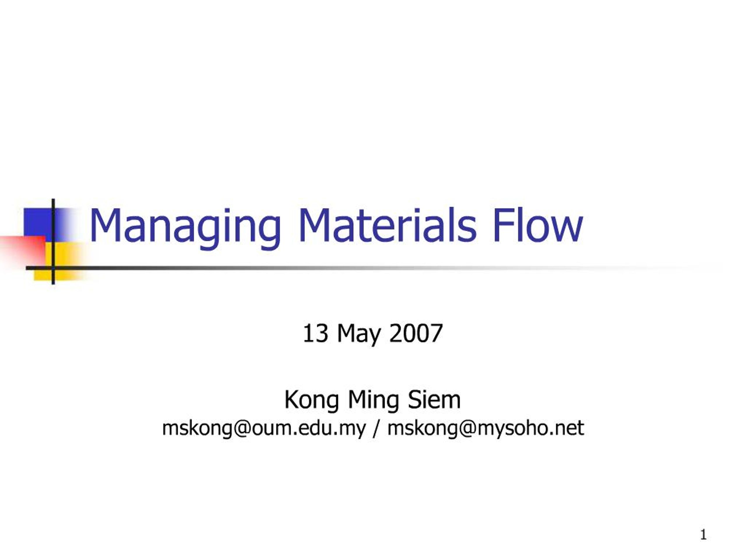 PPT - Managing Materials Flow PowerPoint Presentation, free download ...