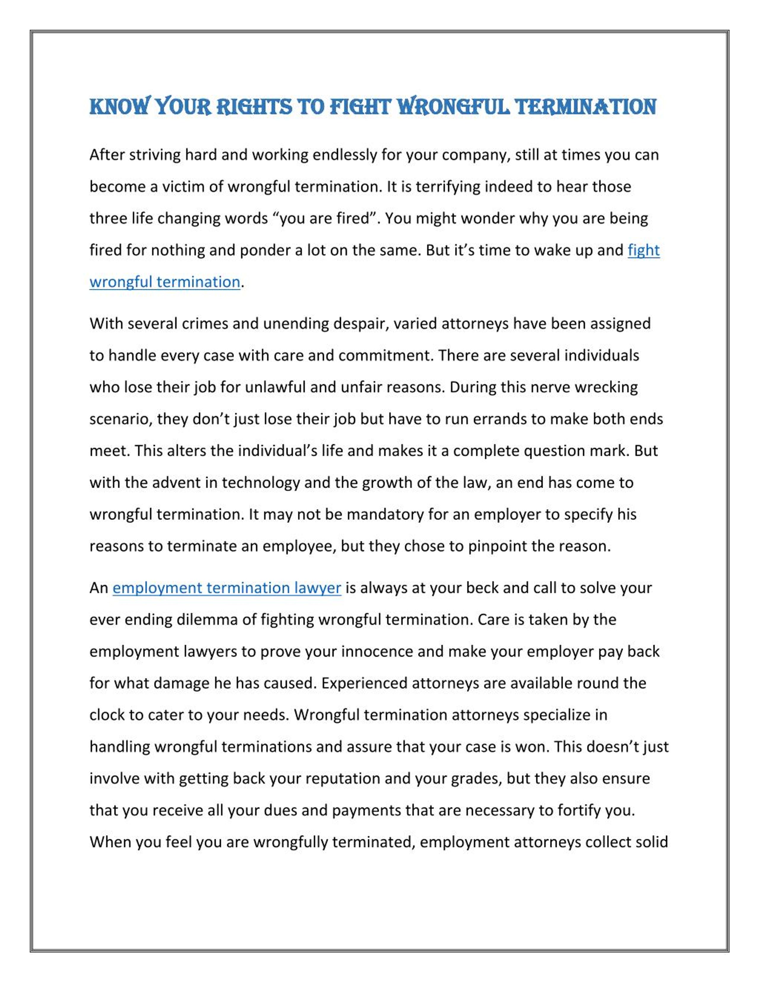 PPT - Know Your Rights To Fight Wrongful Termination PowerPoint Presentation - ID:7501140
