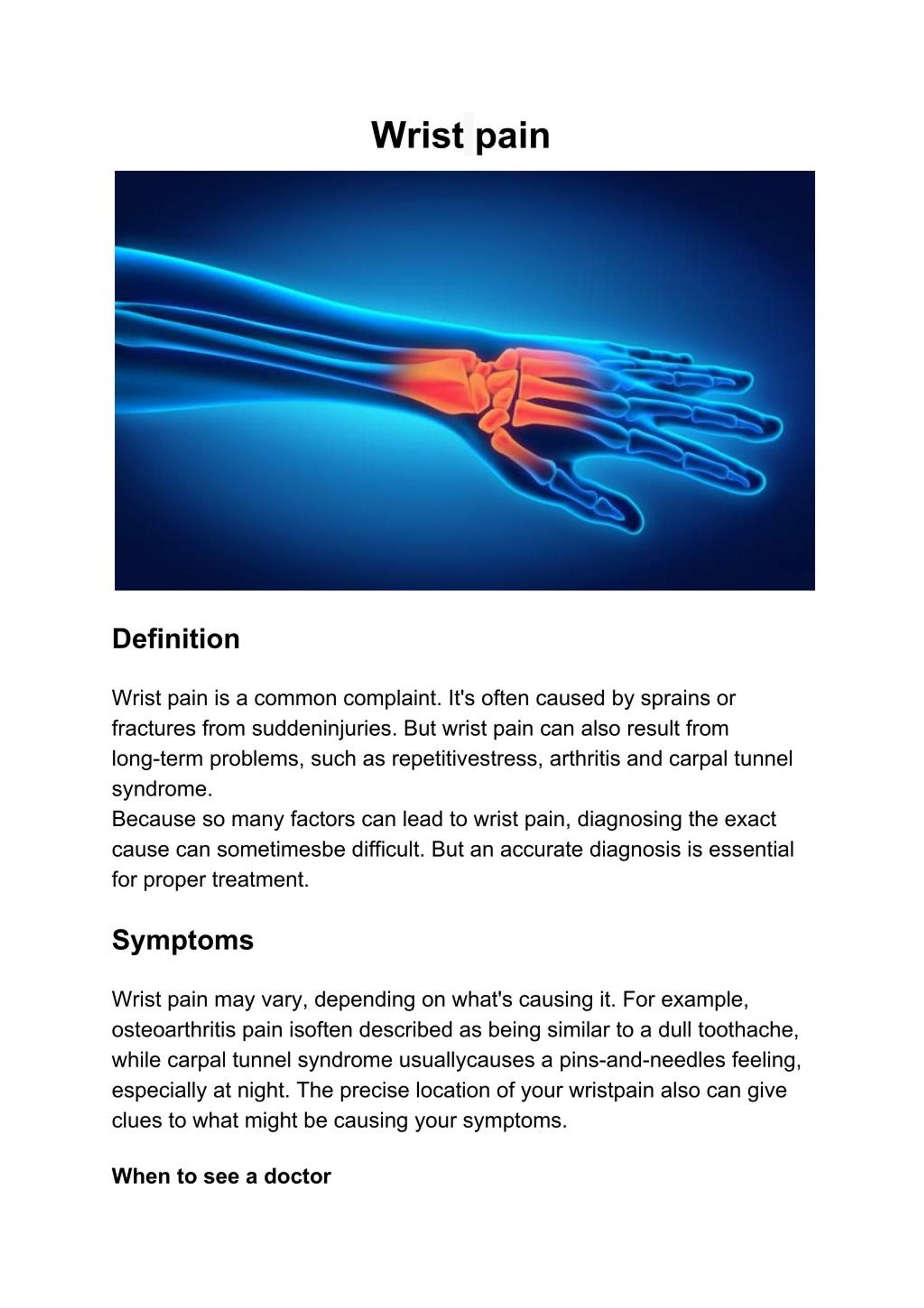 PPT - Wrist pain PowerPoint Presentation, free download - ID:7523752