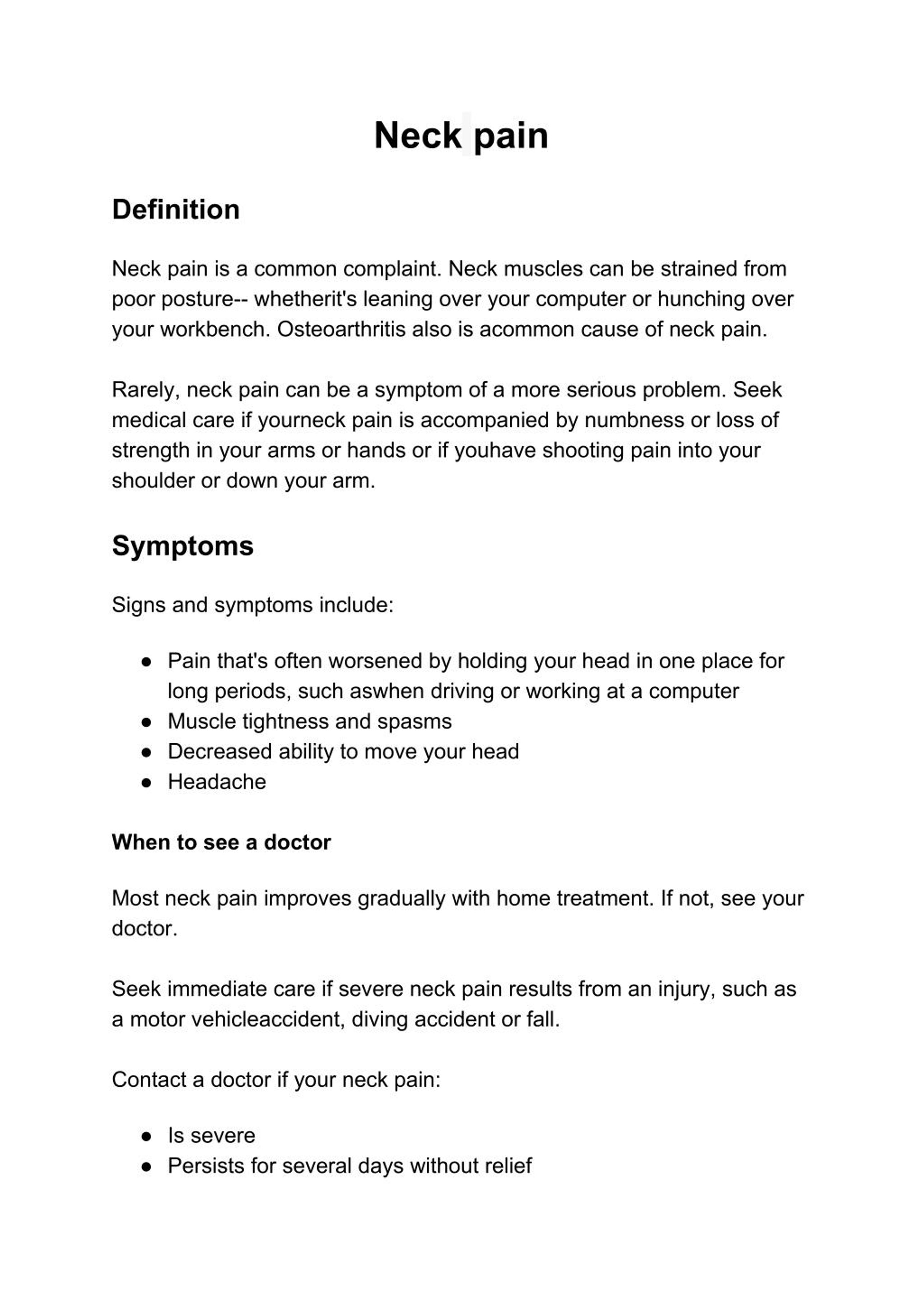 PPT - Neck pain PowerPoint Presentation, free download - ID:7527534