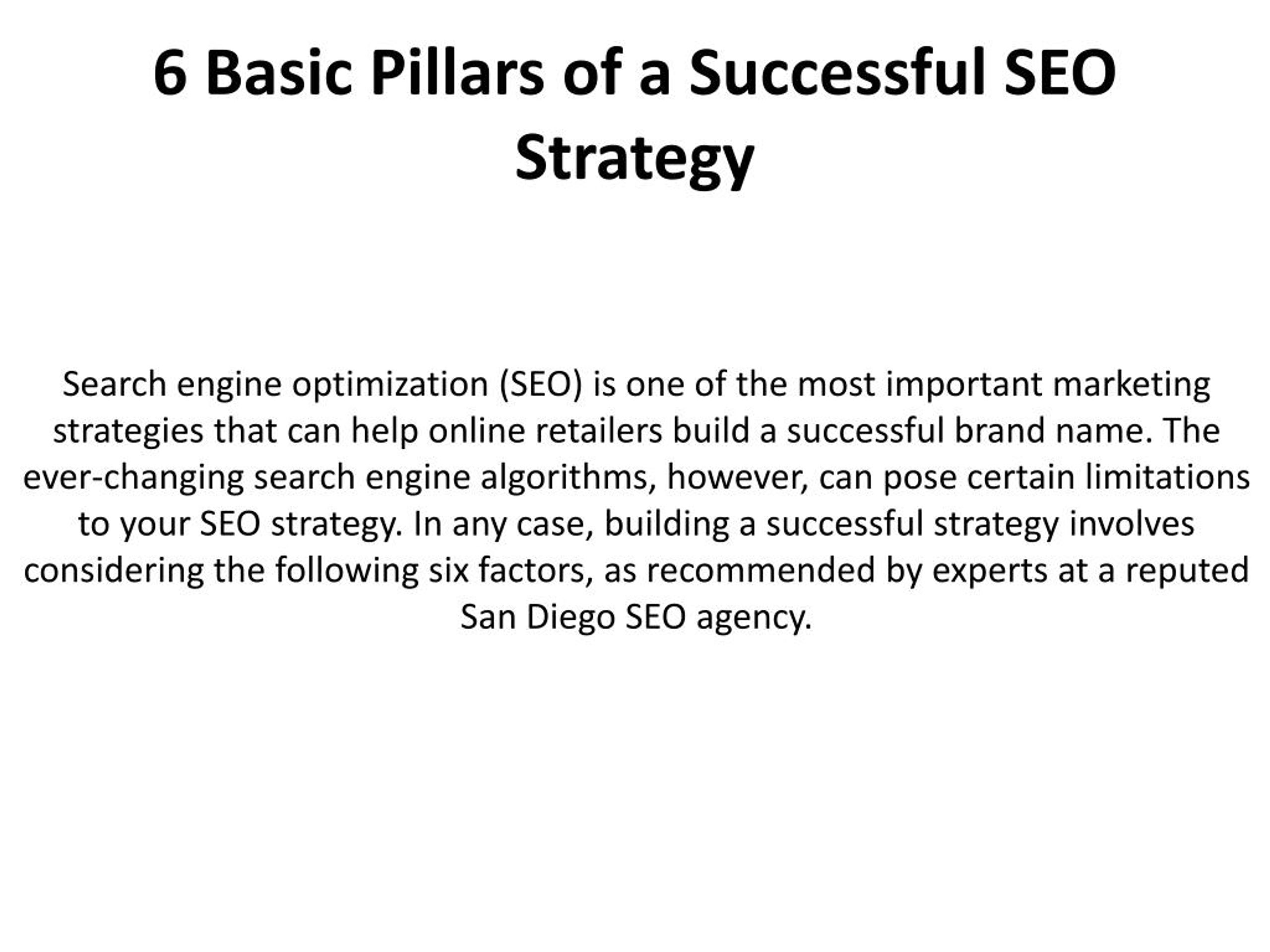 PPT - 6 Basic Pillars of a Successful SEO Strategy PowerPoint ...