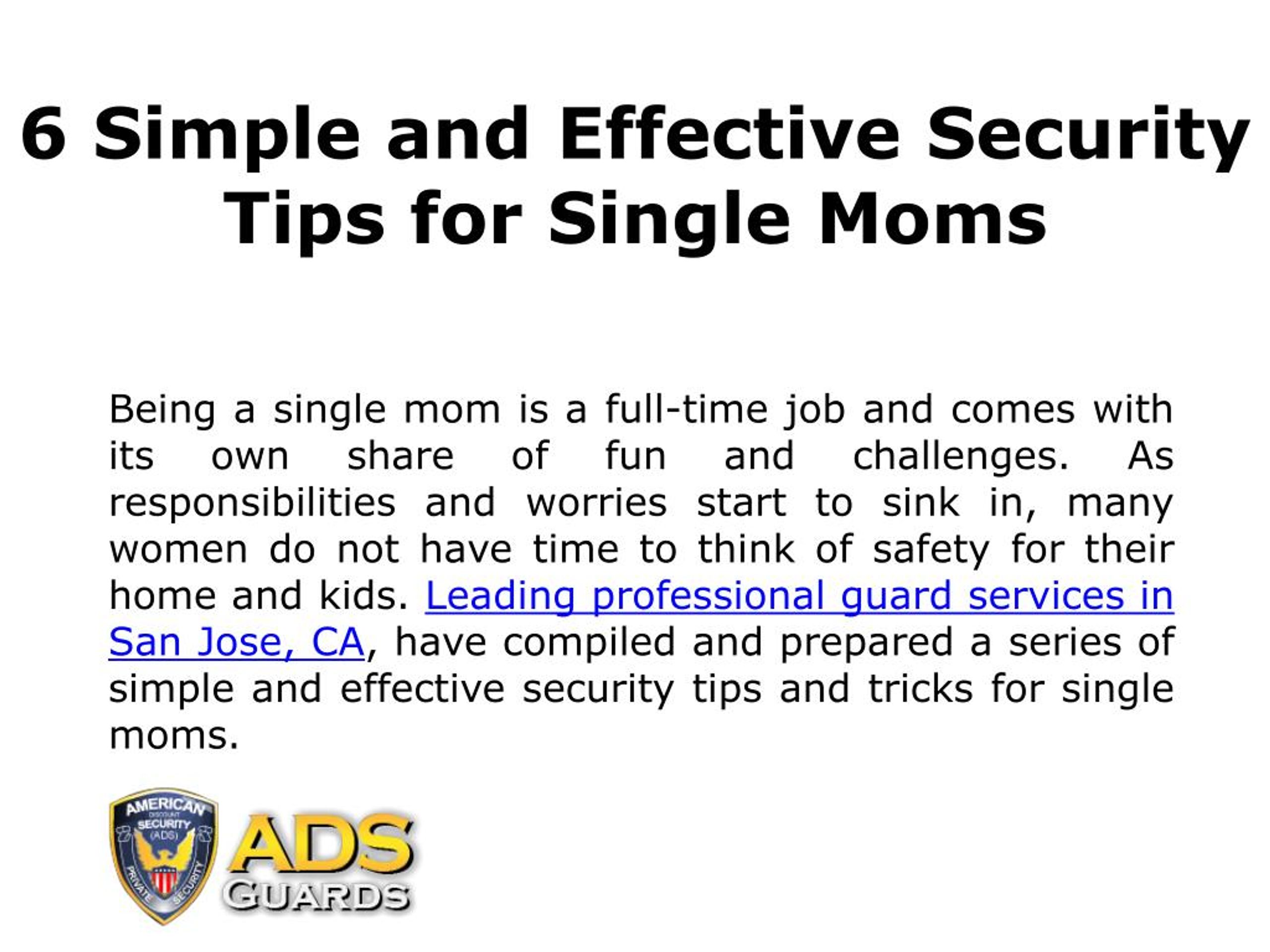 PPT - 6 Simple and Effective Security Tips for Single Moms PowerPoint ...