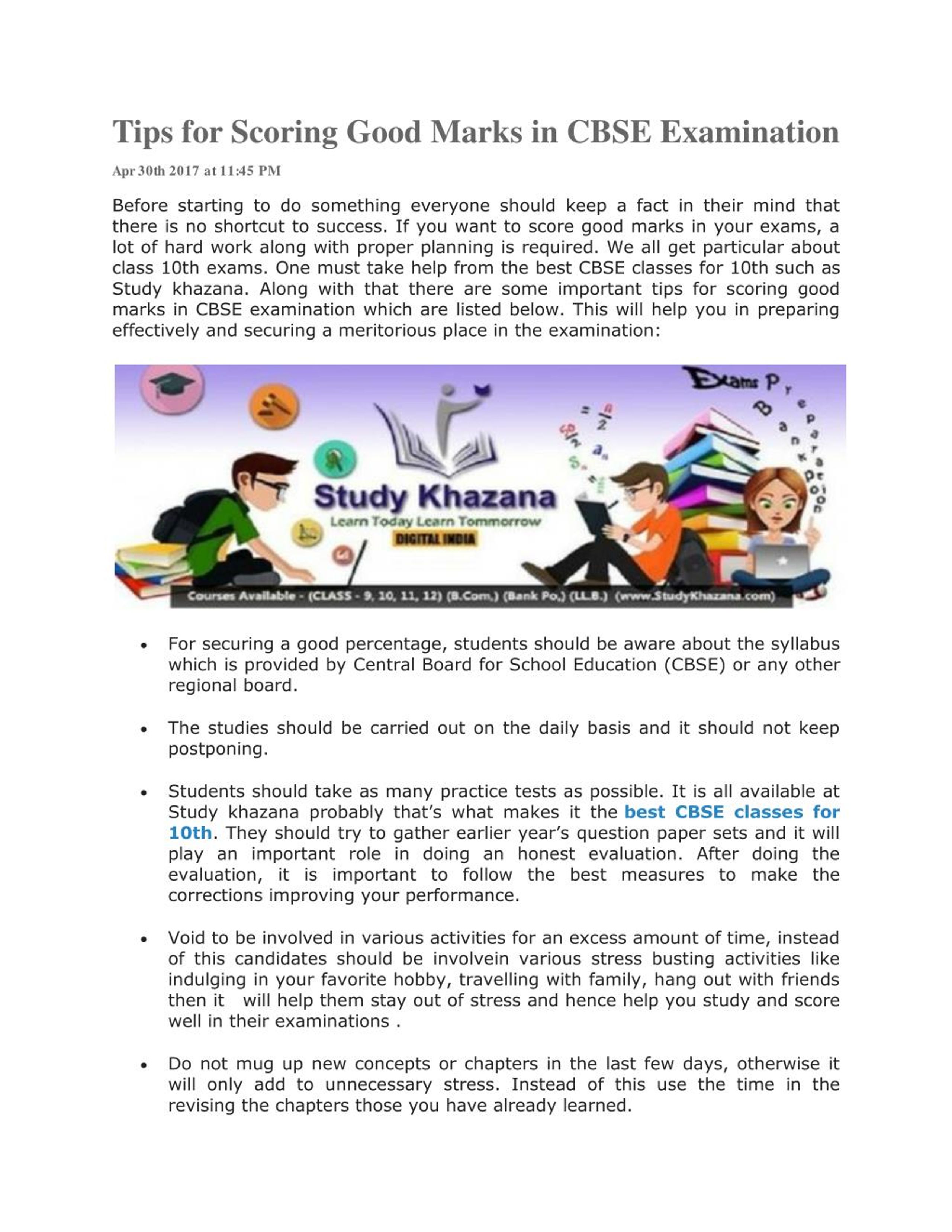 PPT - Tips for Scoring Good Marks in CBSE Examination PowerPoint ...