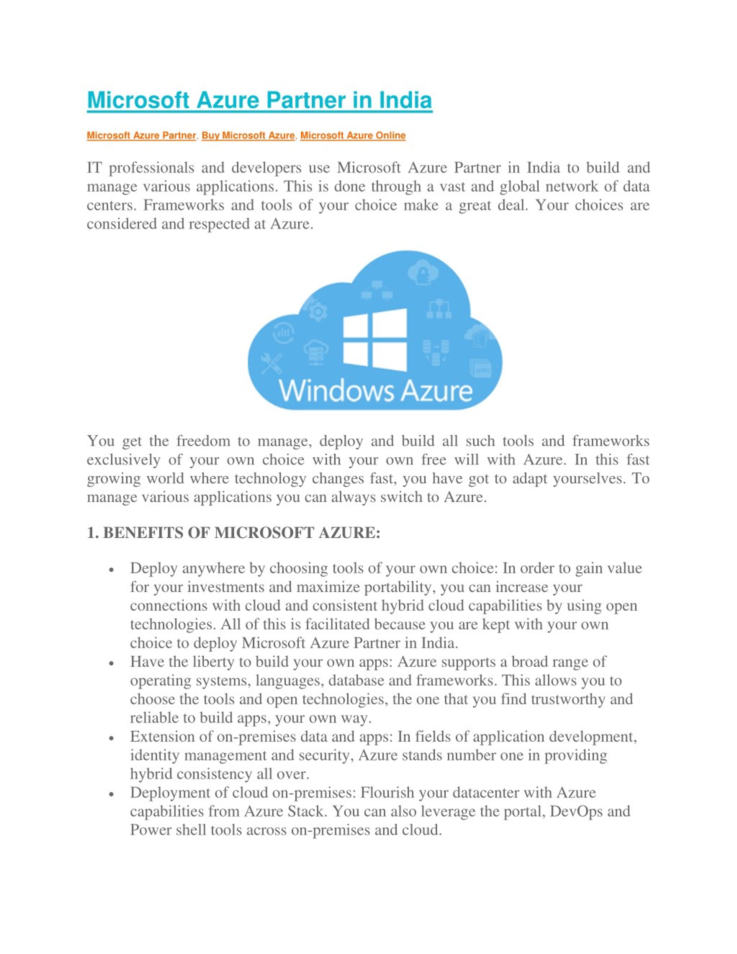 PPT - Microsoft Azure Partner in India PowerPoint Presentation, free ...