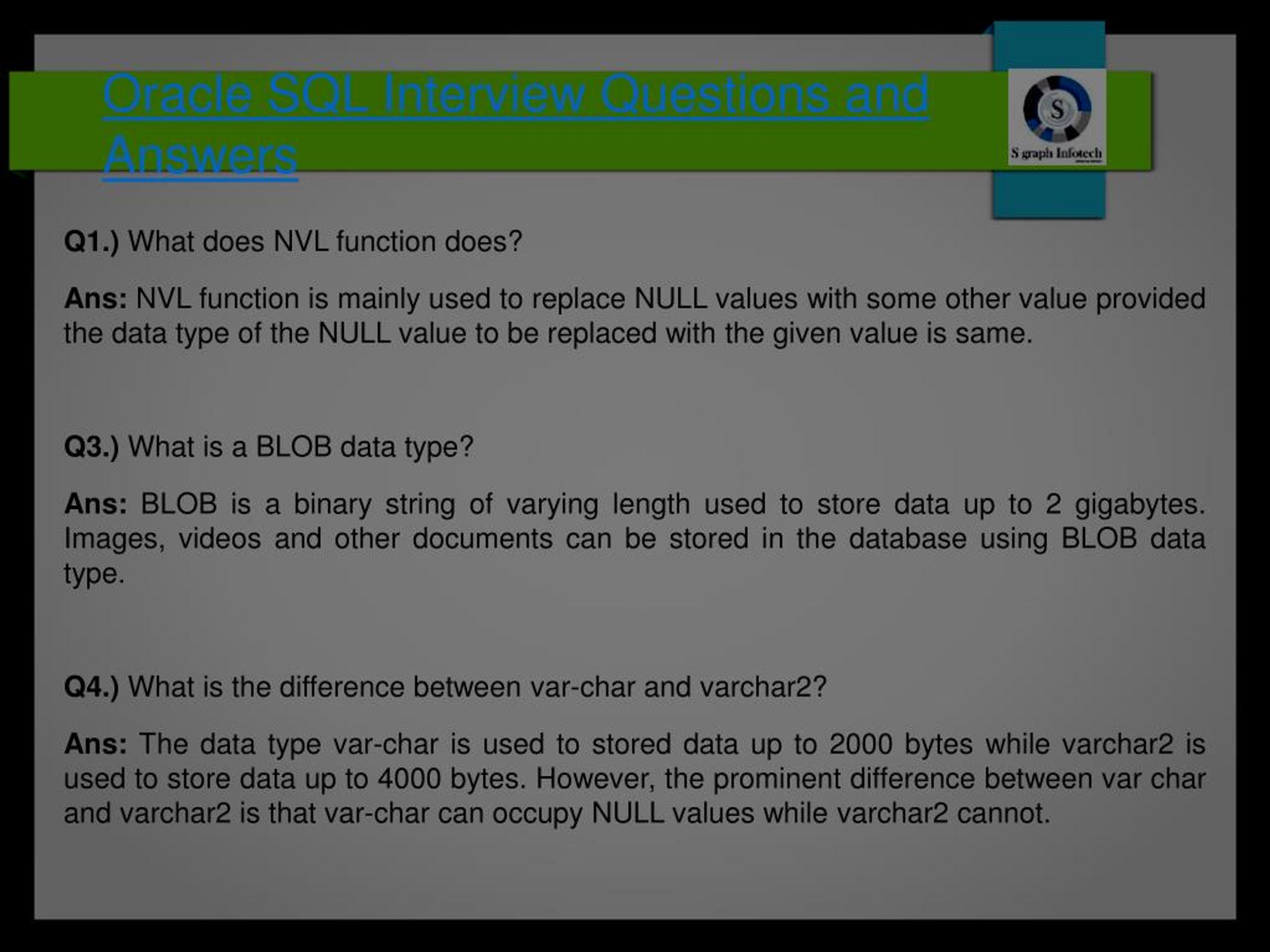 PPT - Oracle SQL Interview Questions and Answers PowerPoint ...