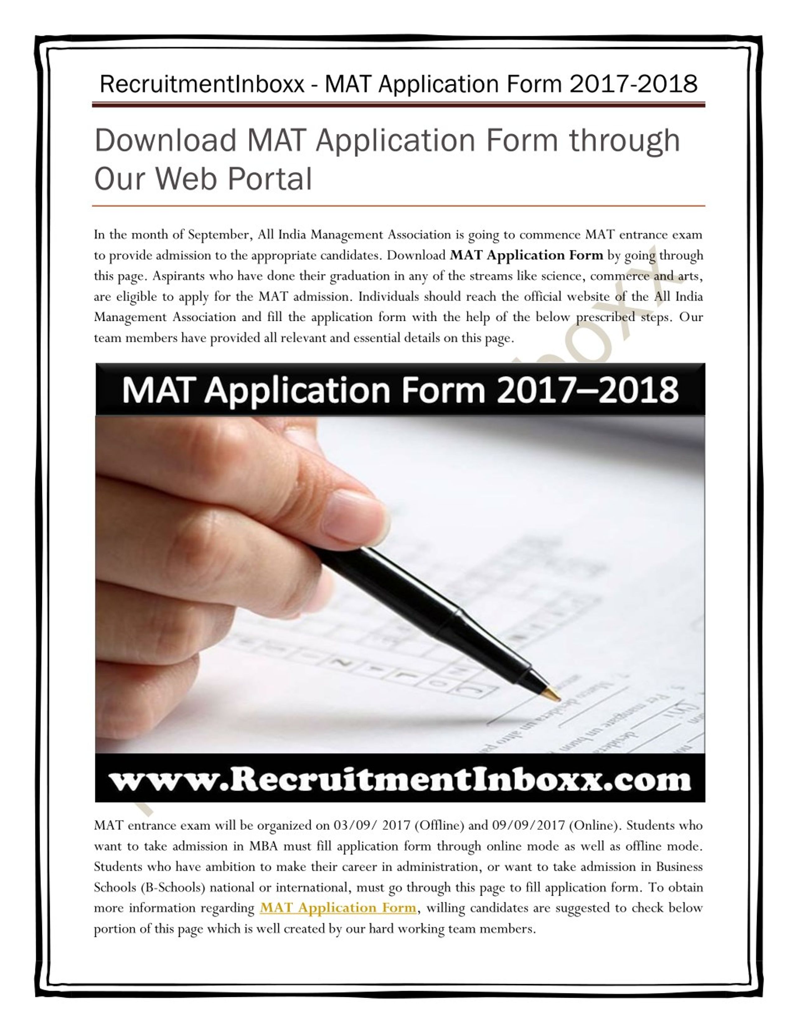 PPT - MAT Application Form PowerPoint Presentation, free download - ID ...