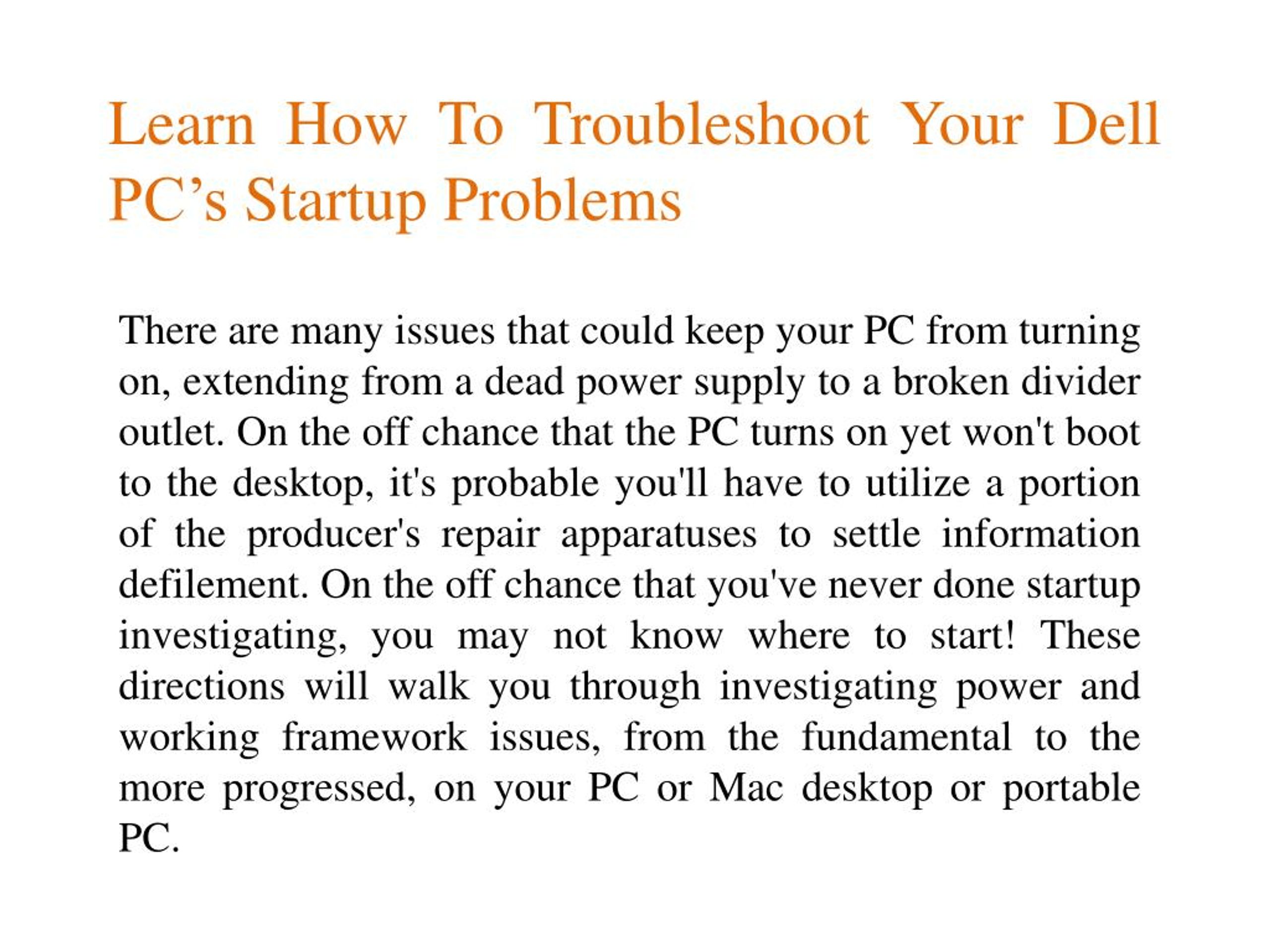 PPT - Learn How To Troubleshoot Your Dell PC’s Startup Problems ...
