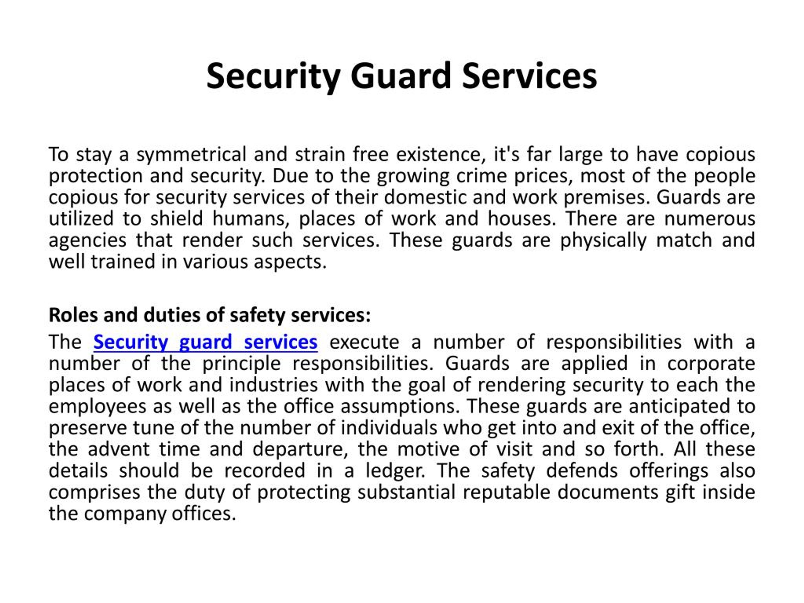 PPT - Security guard services PowerPoint Presentation, free download ...