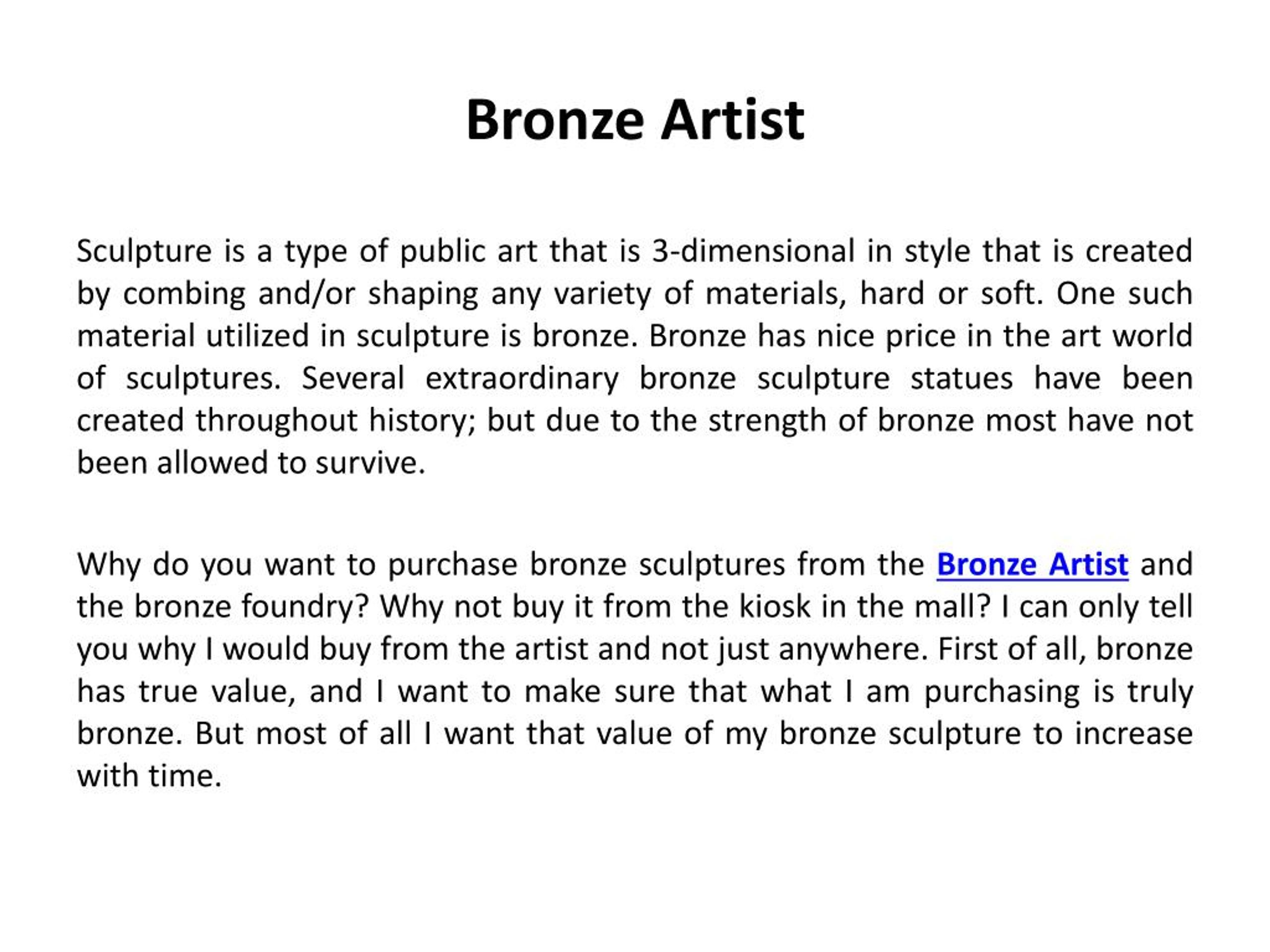 PPT - Bronze Artist PowerPoint Presentation, free download - ID:7630065