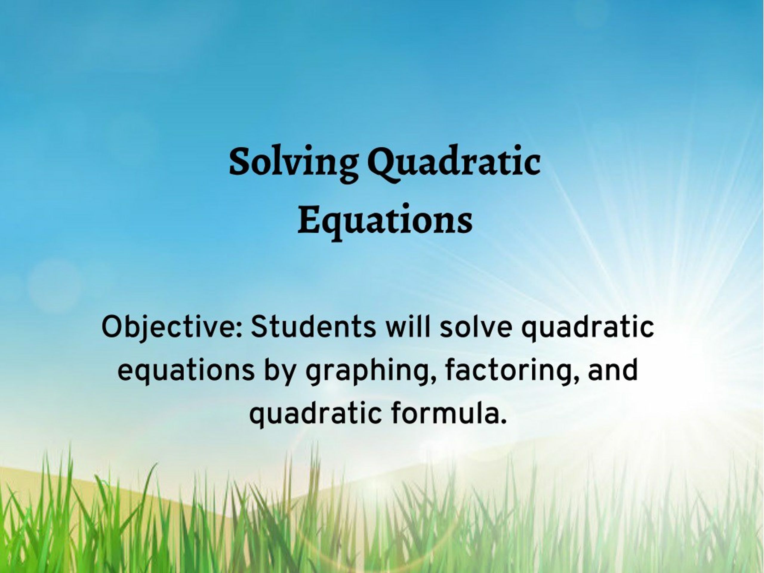 PPT - Solving Quadratic Equations PowerPoint Presentation, free ...
