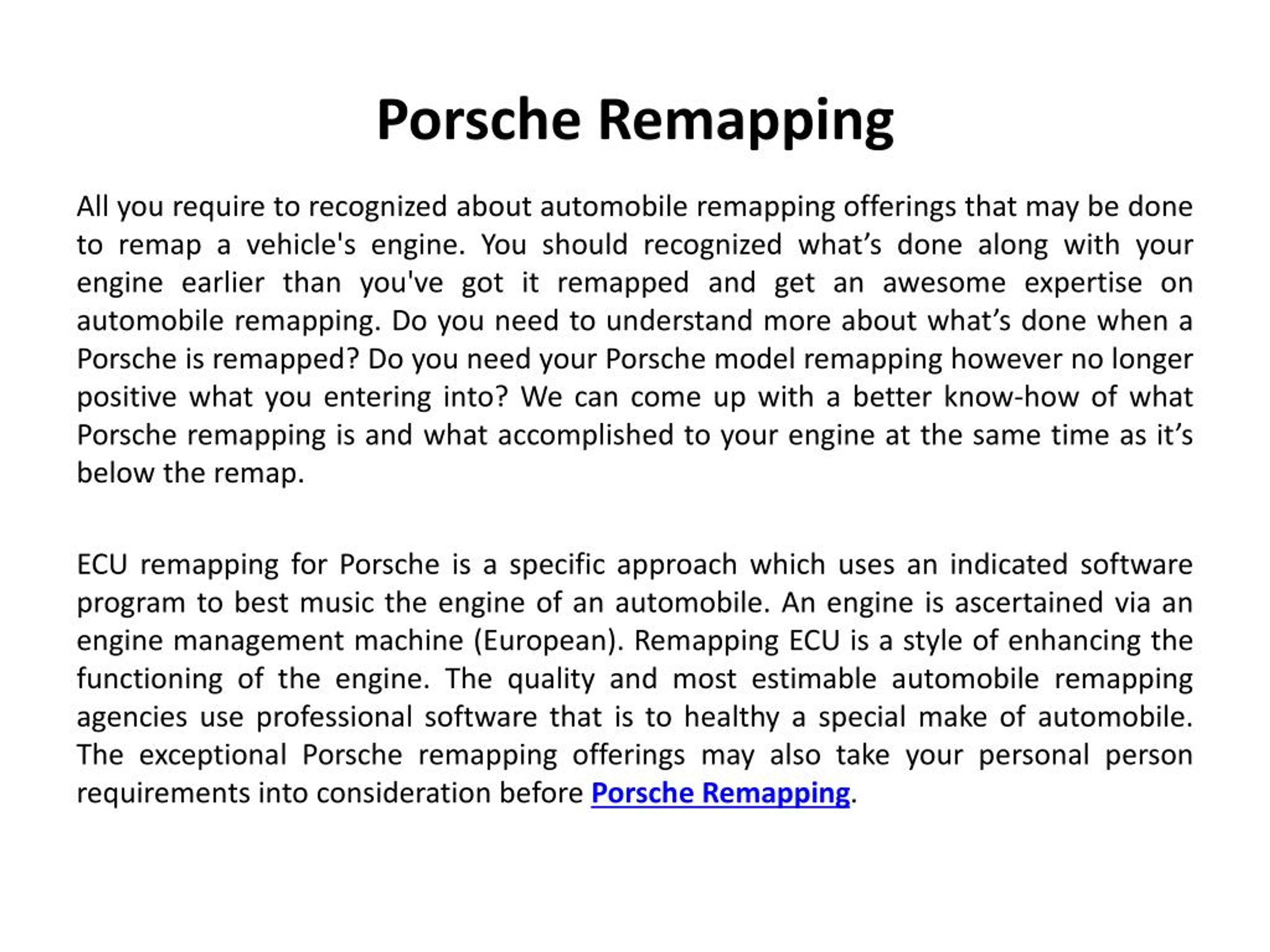PPT - Porsche Remapping PowerPoint Presentation, free download - ID:7636766